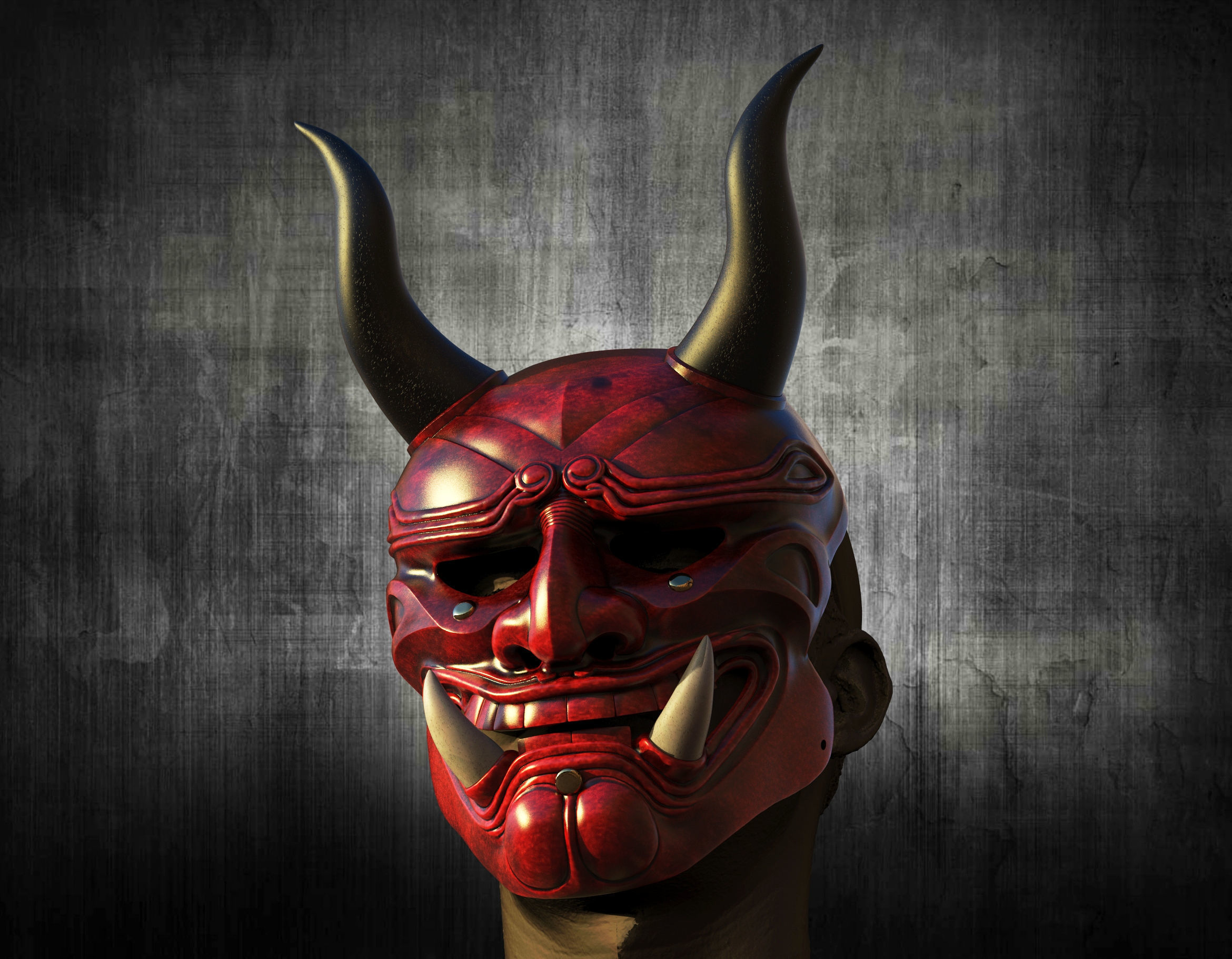 White Death mask Hannya Mask 3D model 3D printable | CGTrader