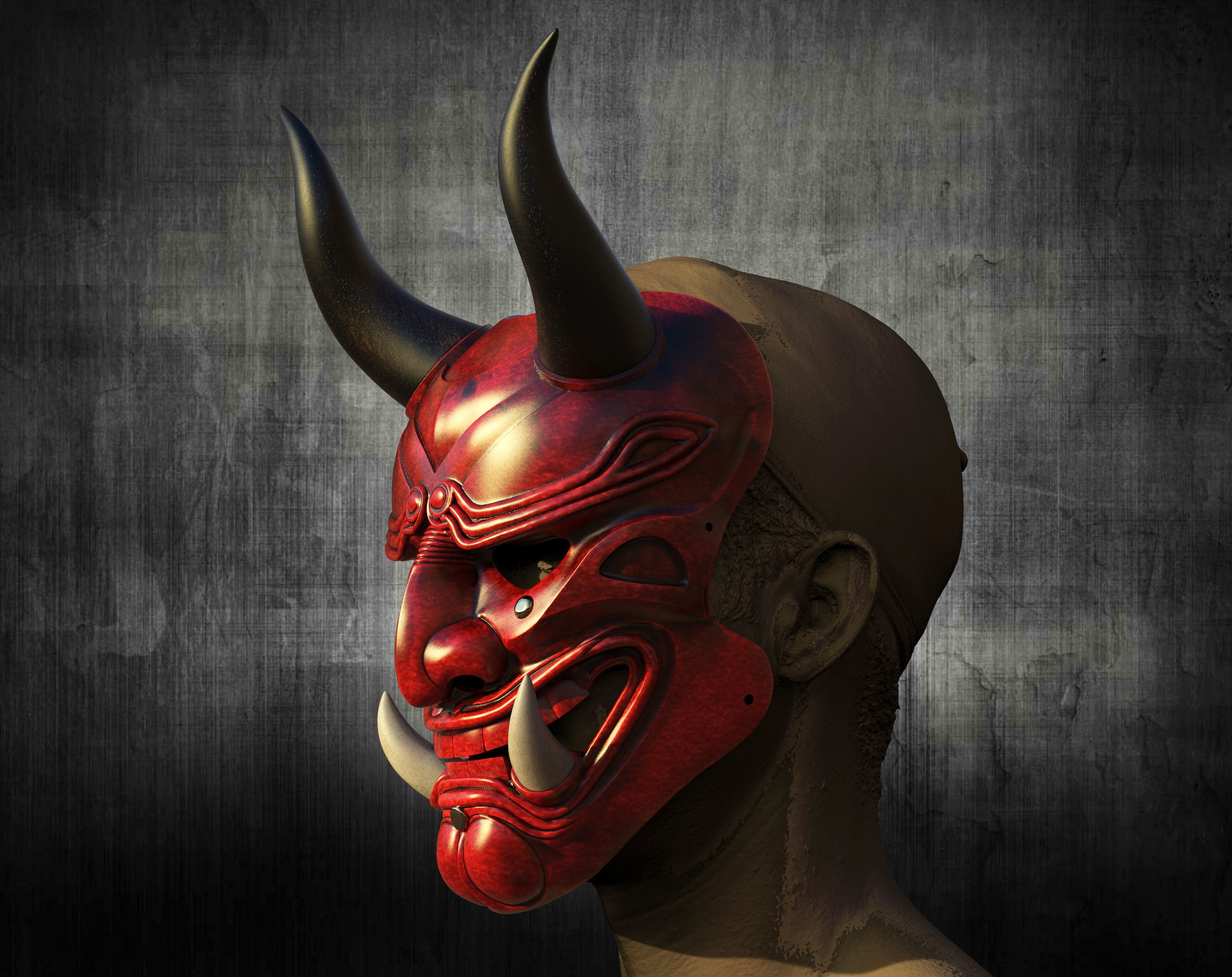 White Death mask Hannya Mask 3D model 3D printable | CGTrader