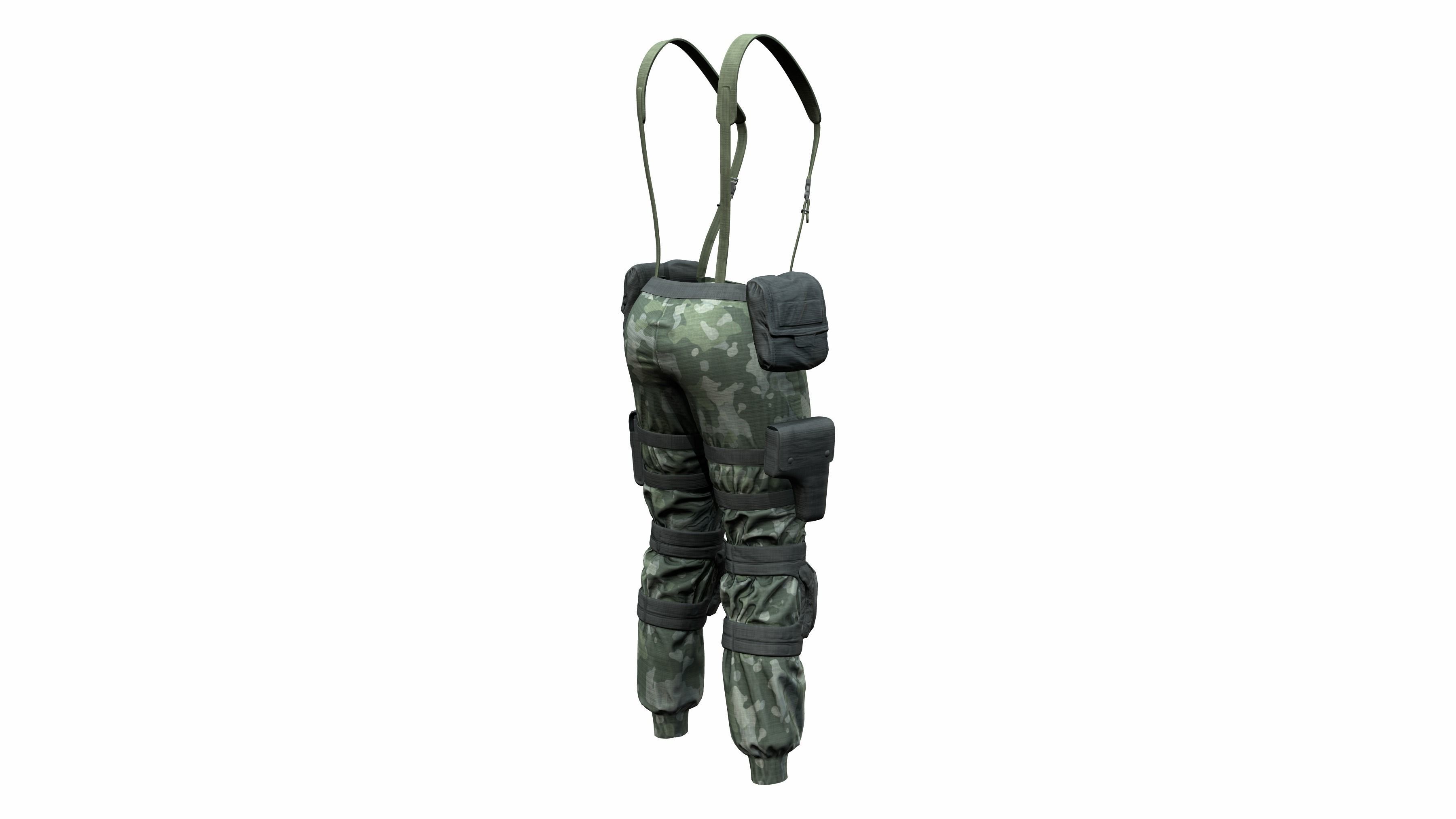 3D model Female Military Combat Pants With Suspenders VR / AR / low ...