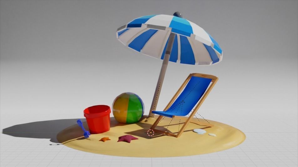 3D model Hand Painted Stylized Beach Props VR / AR / low-poly | CGTrader