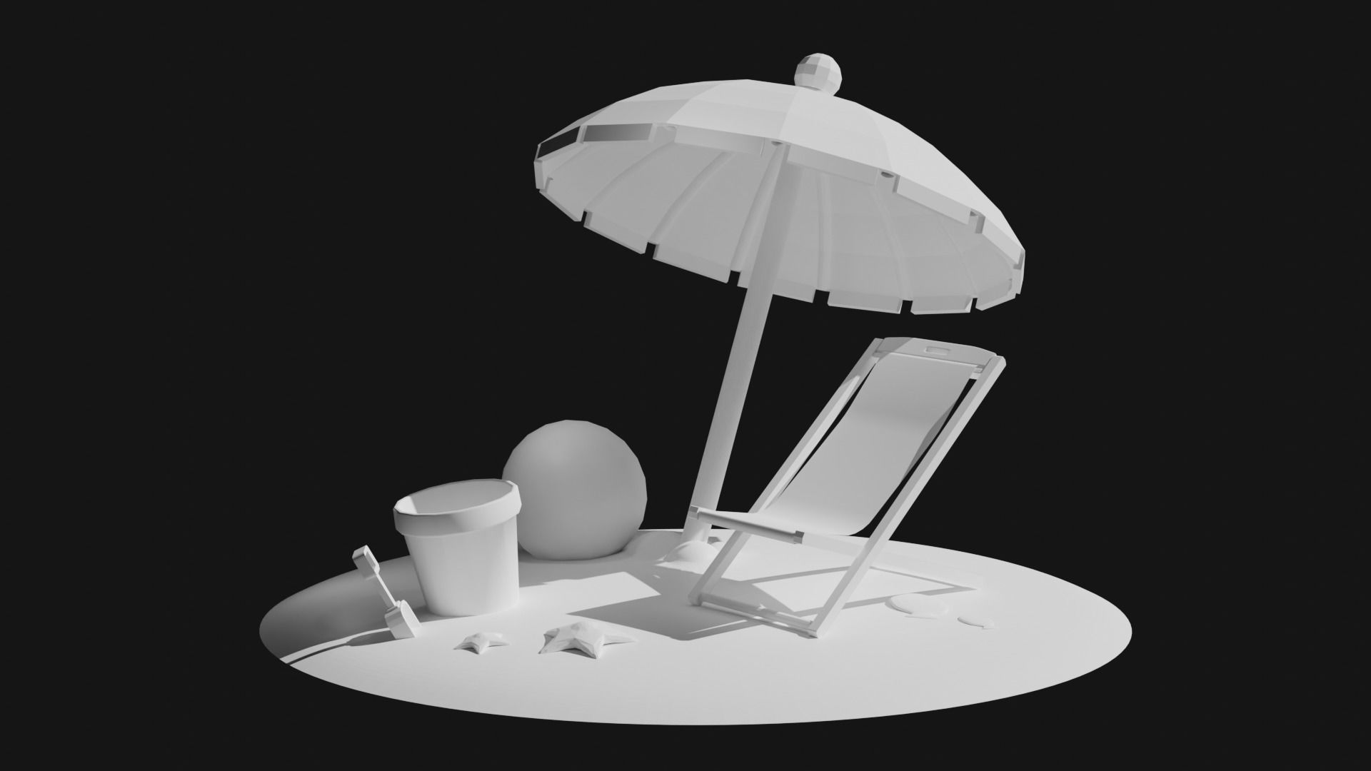 3D model Hand Painted Stylized Beach Props VR / AR / low-poly | CGTrader