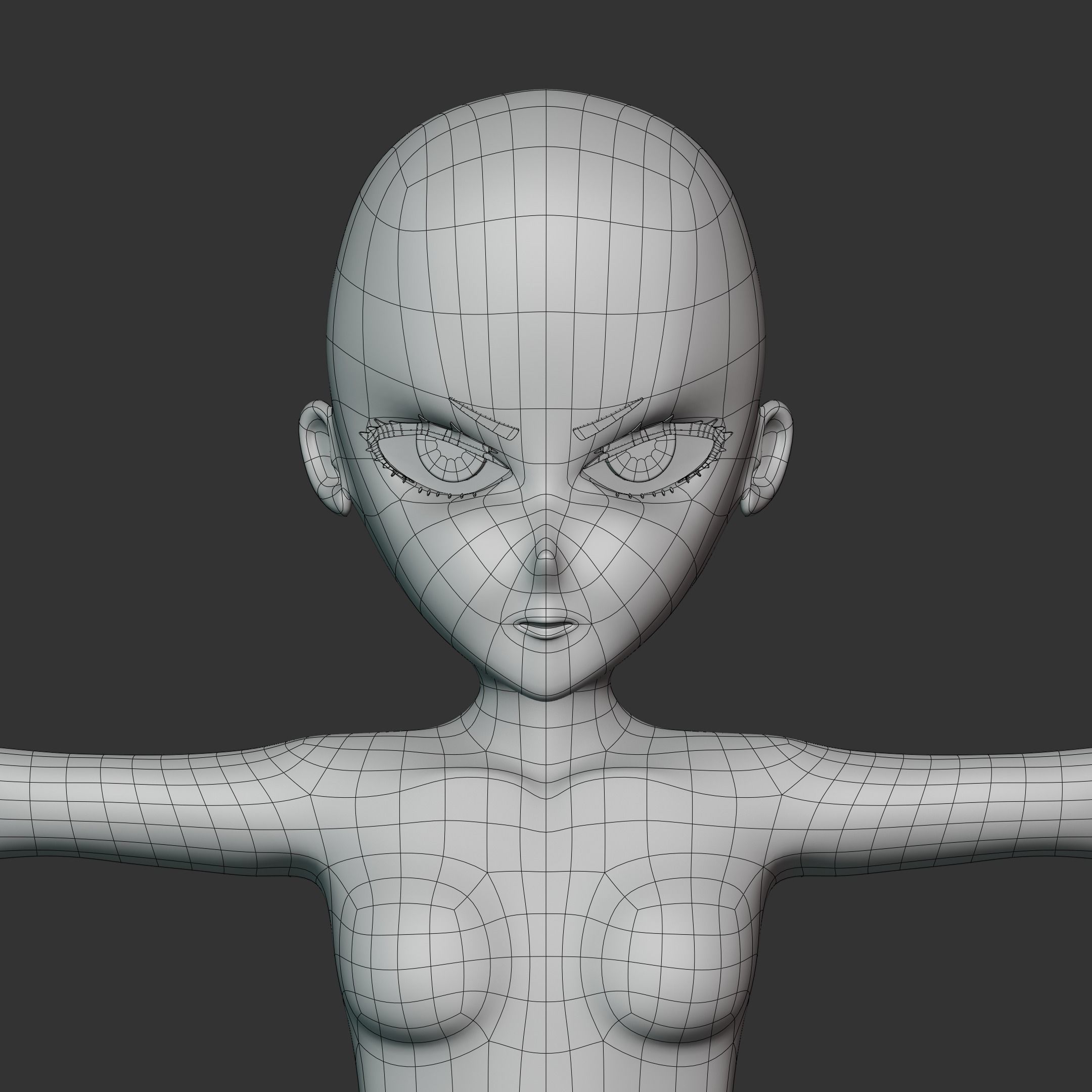 Anime Girl Base 3D model | CGTrader