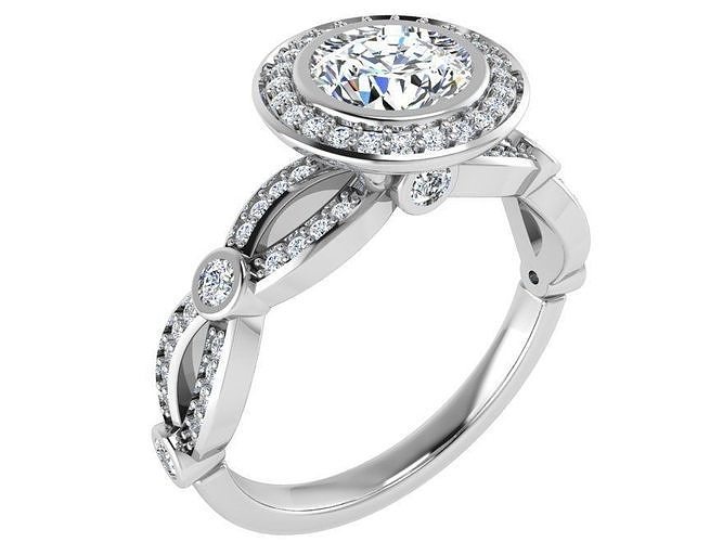 Wonderful round diamond ring 2789 3D print model 3D model 3D printable ...