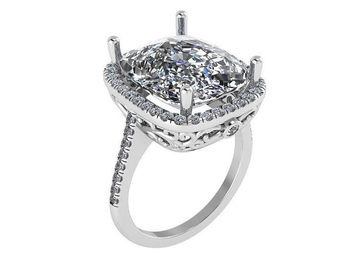 Square halo diamond ring 2802 3D print model 3D model 3D printable ...