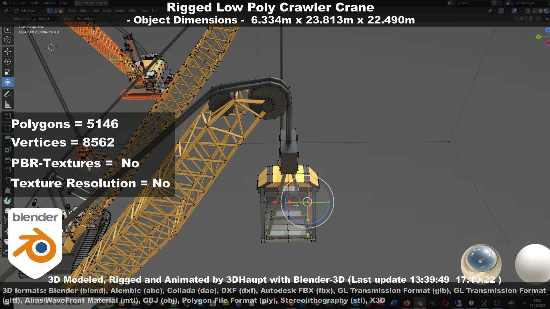 3D model Rigged Crawler Crane VR / AR / low-poly | CGTrader