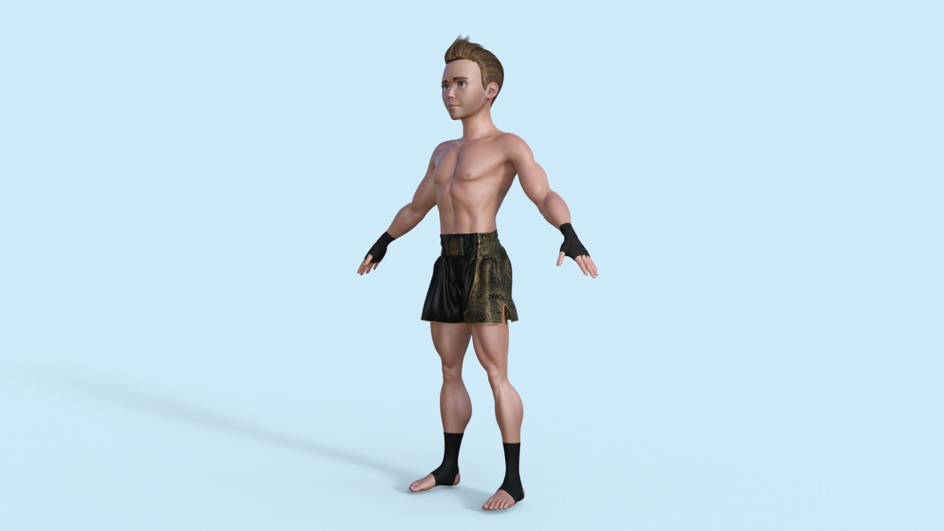 Cartoon Fighter Man Rigged 3D model rigged | CGTrader