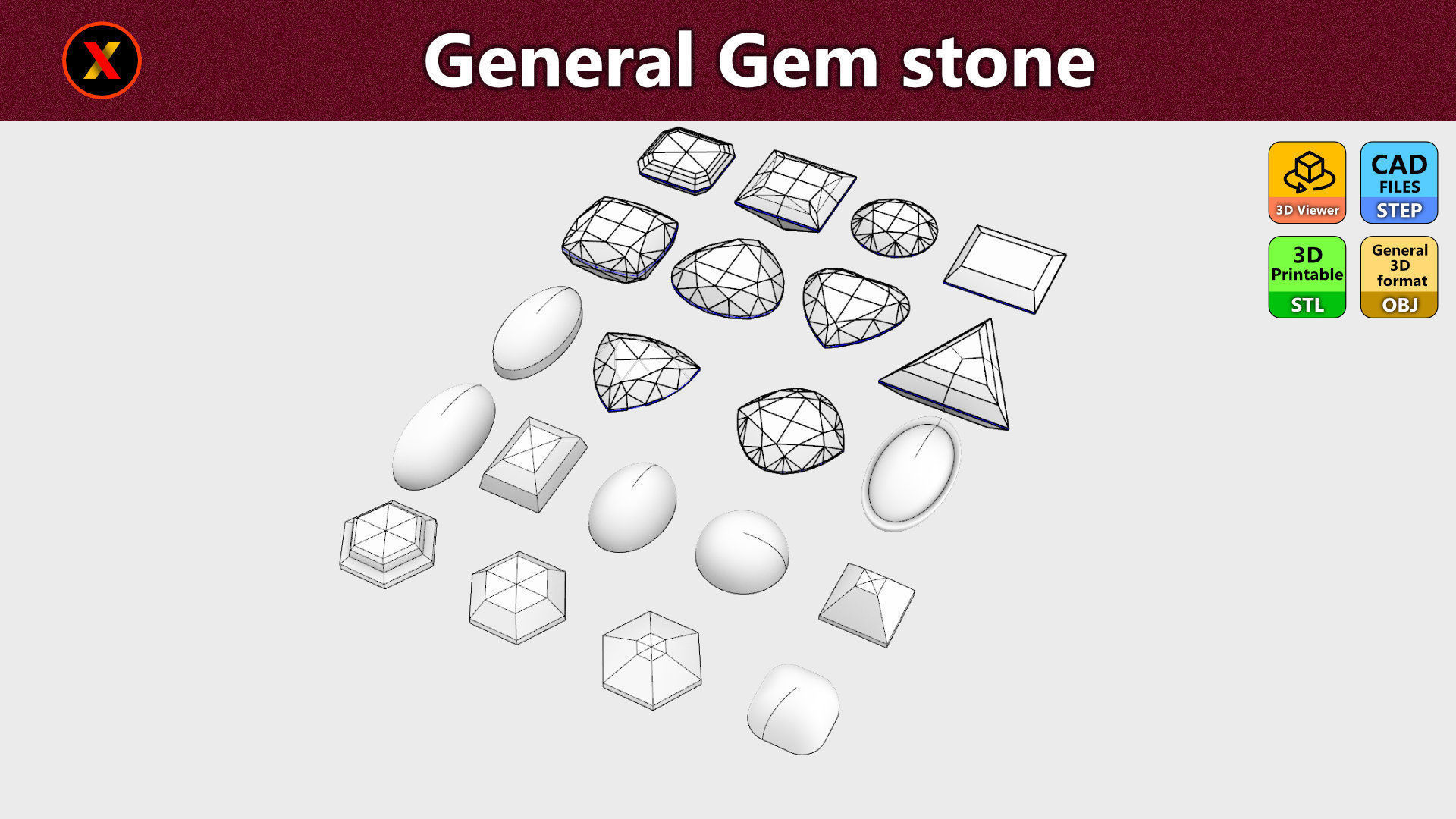 3d general gem stone free 3D model 3D printable | CGTrader