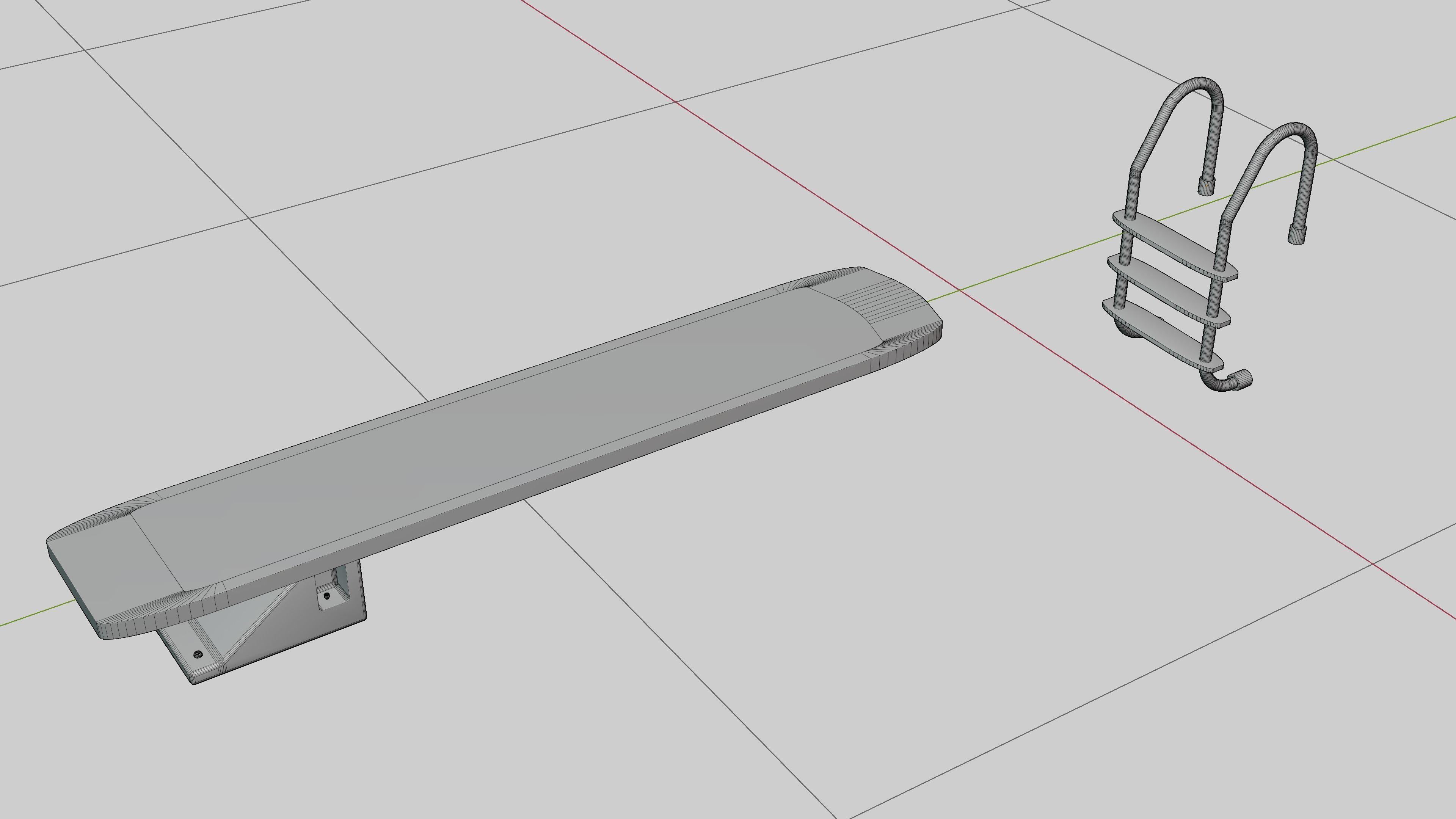 Diving board and ladder 3D model | CGTrader