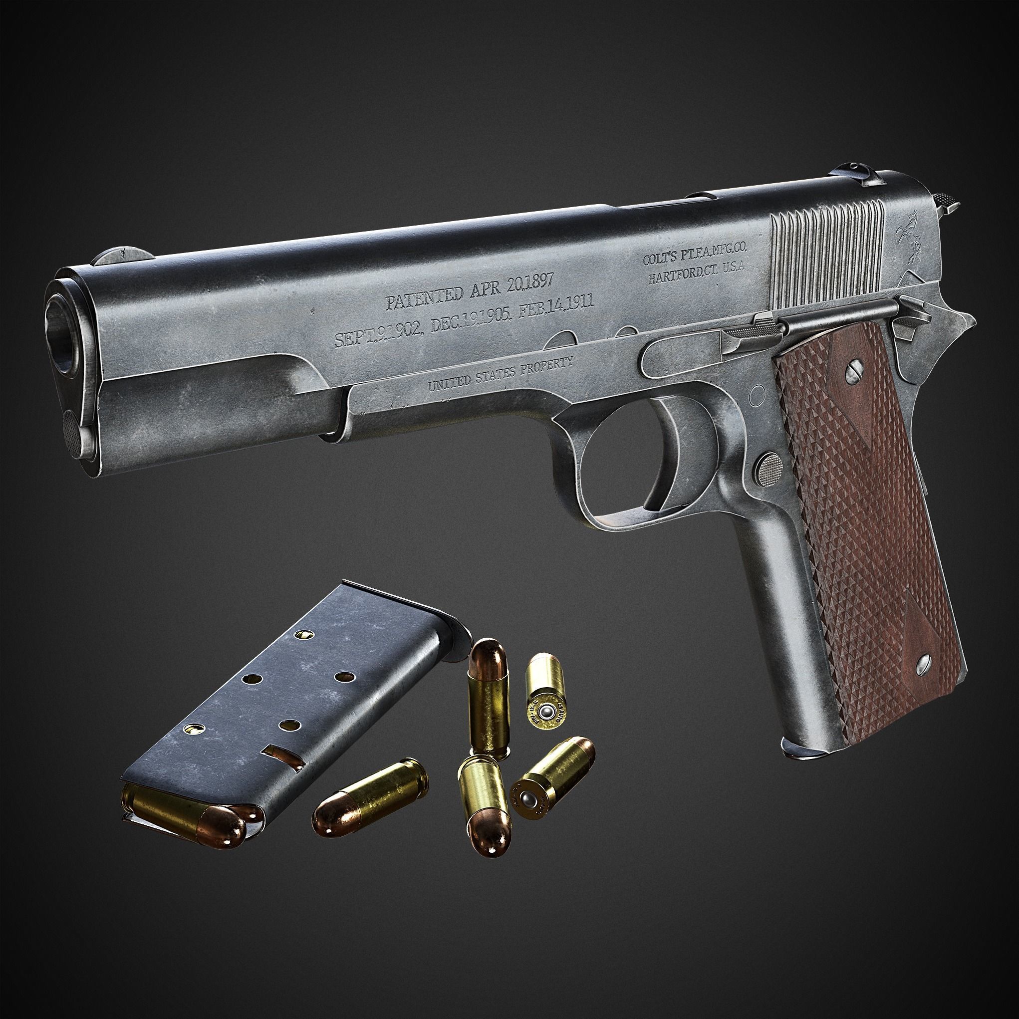 3D model Colt M1911 Pistol VR / AR / low-poly | CGTrader
