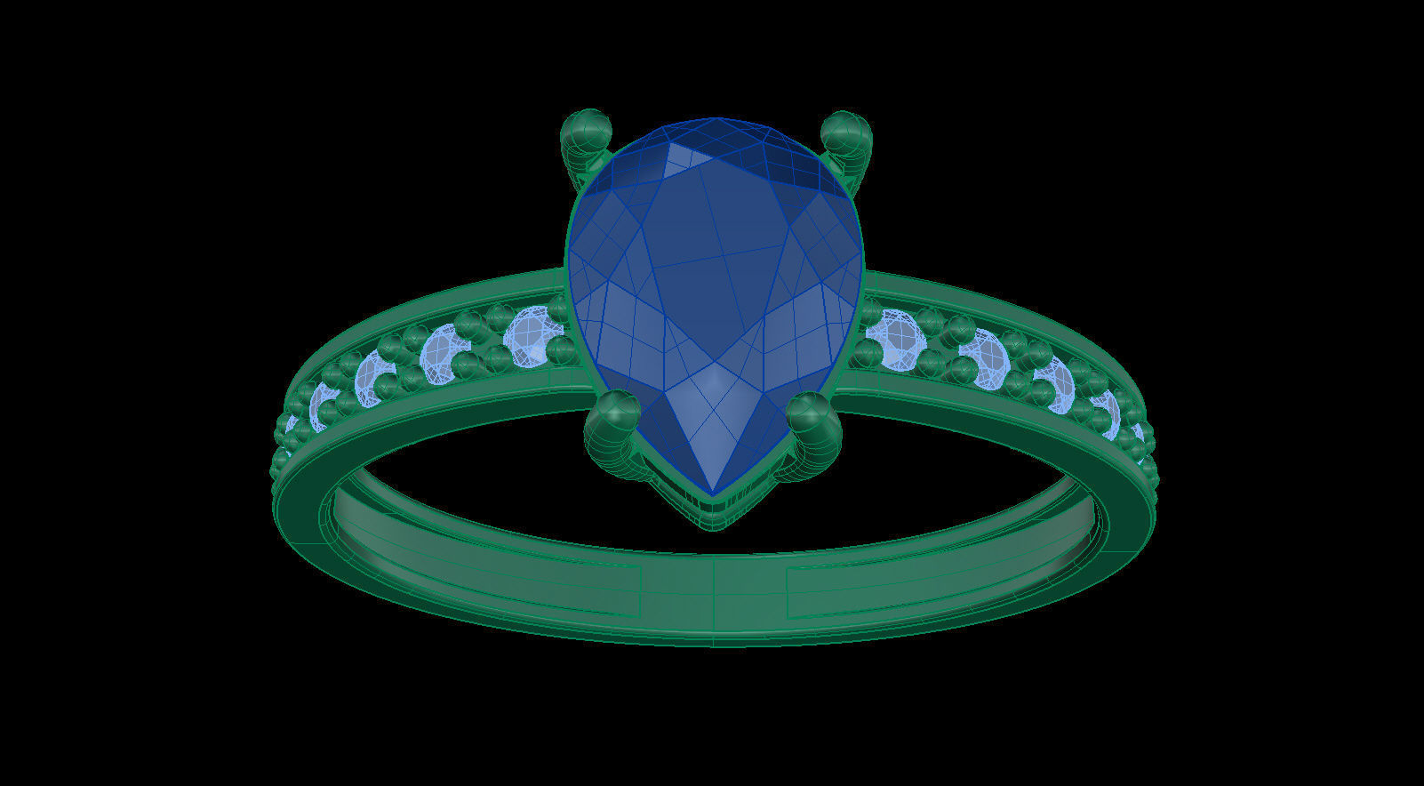 Pear Gem 7x5 mm Ring with Diamonds 3D model 3D printable | CGTrader