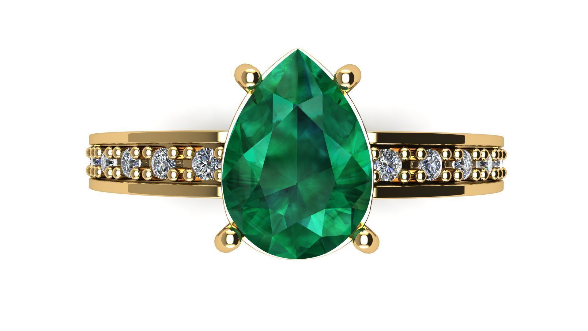 Pear Gem 7x5 mm Ring with Diamonds 3D model 3D printable | CGTrader