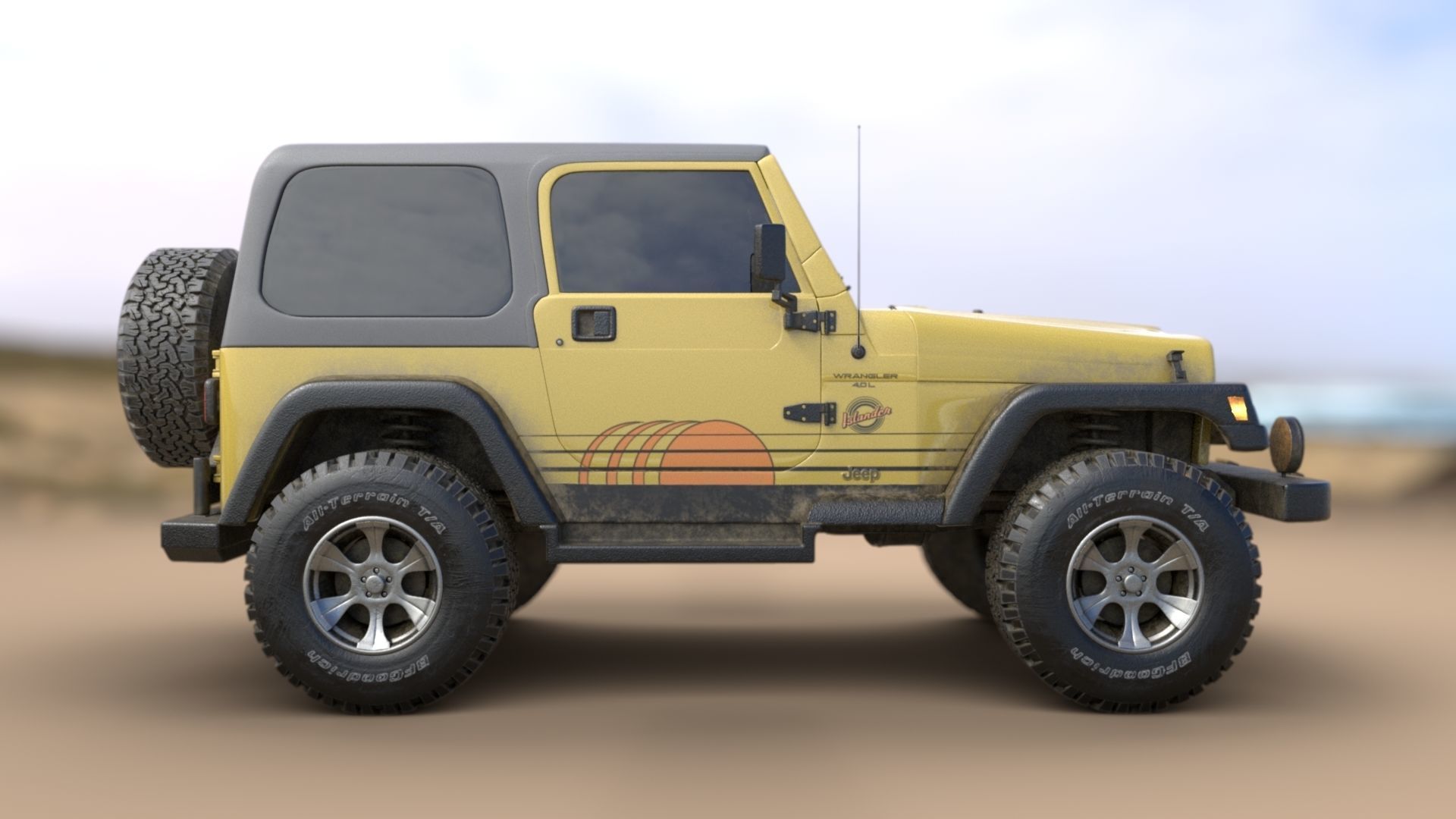 3D model Jeep Wrangler TJ Custom Design Jeep Islander theme VR / AR ...