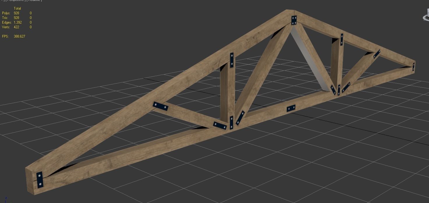 3D model Wooden Roof Truss 05 VR / AR / low-poly | CGTrader