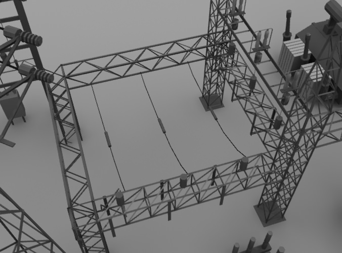 substation 3D Model .obj .3ds .lwo .lw .lws - CGTrader.com