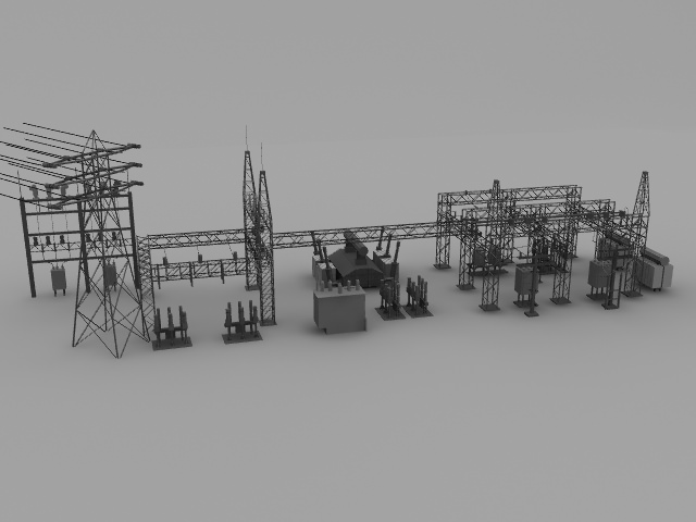 substation 3D Model .obj .3ds .lwo .lw .lws - CGTrader.com