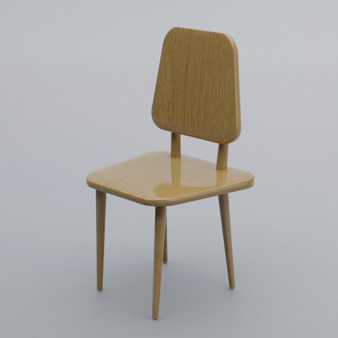 Modern Wooden Chair Low-poly 3D model free VR / AR / low-poly 3D model ...