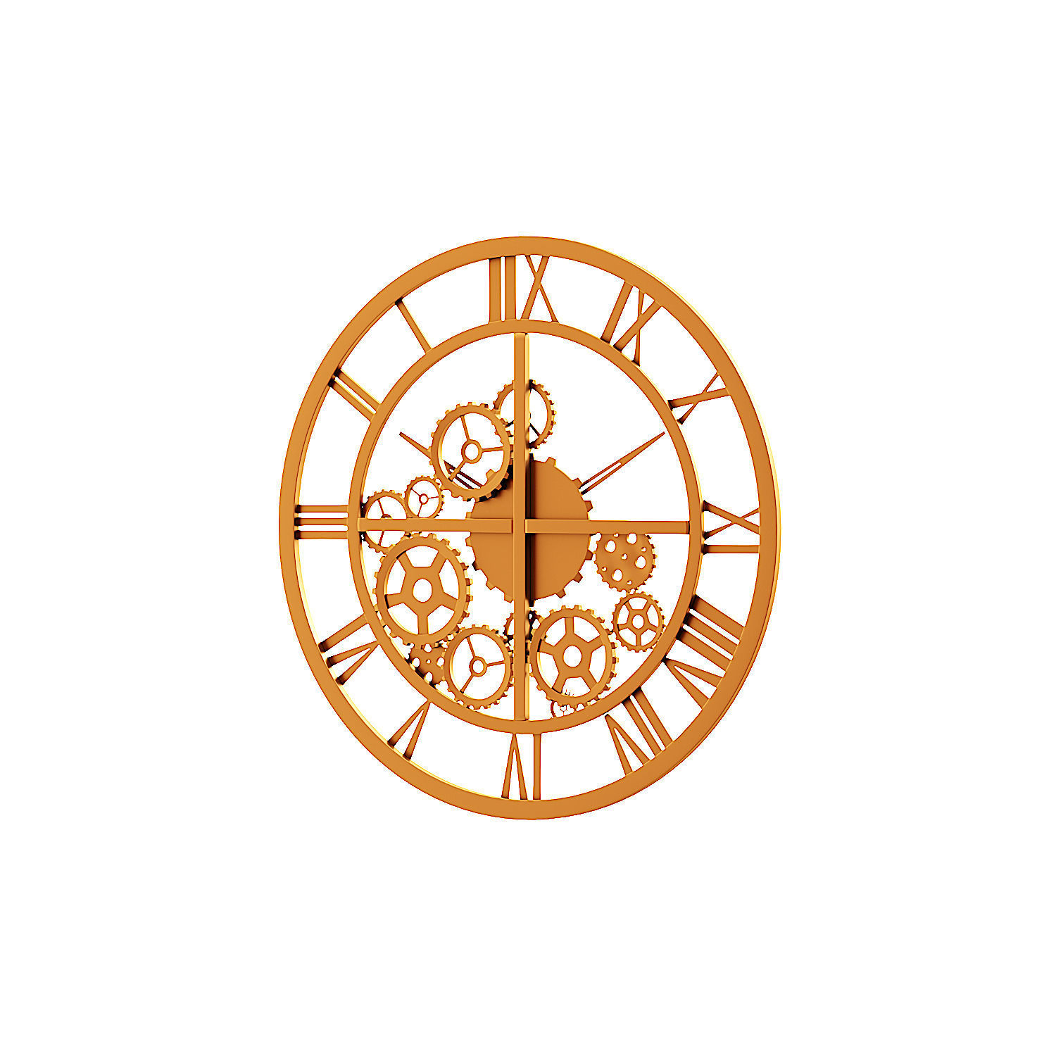 Rondo gold clock with gears 3D model | CGTrader