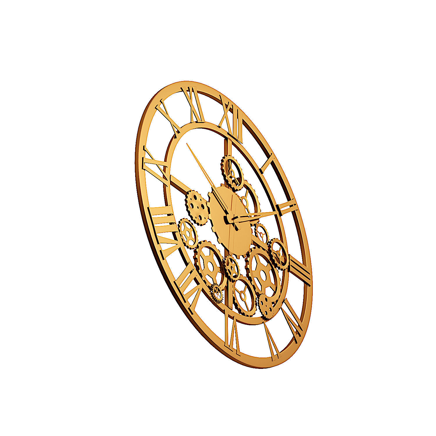 Rondo gold clock with gears 3D model | CGTrader