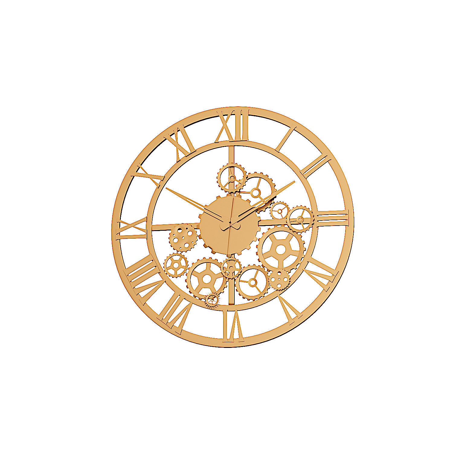 Rondo gold clock with gears 3D model | CGTrader