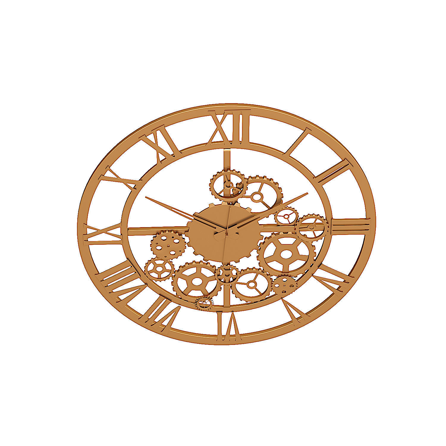 Rondo gold clock with gears 3D model | CGTrader