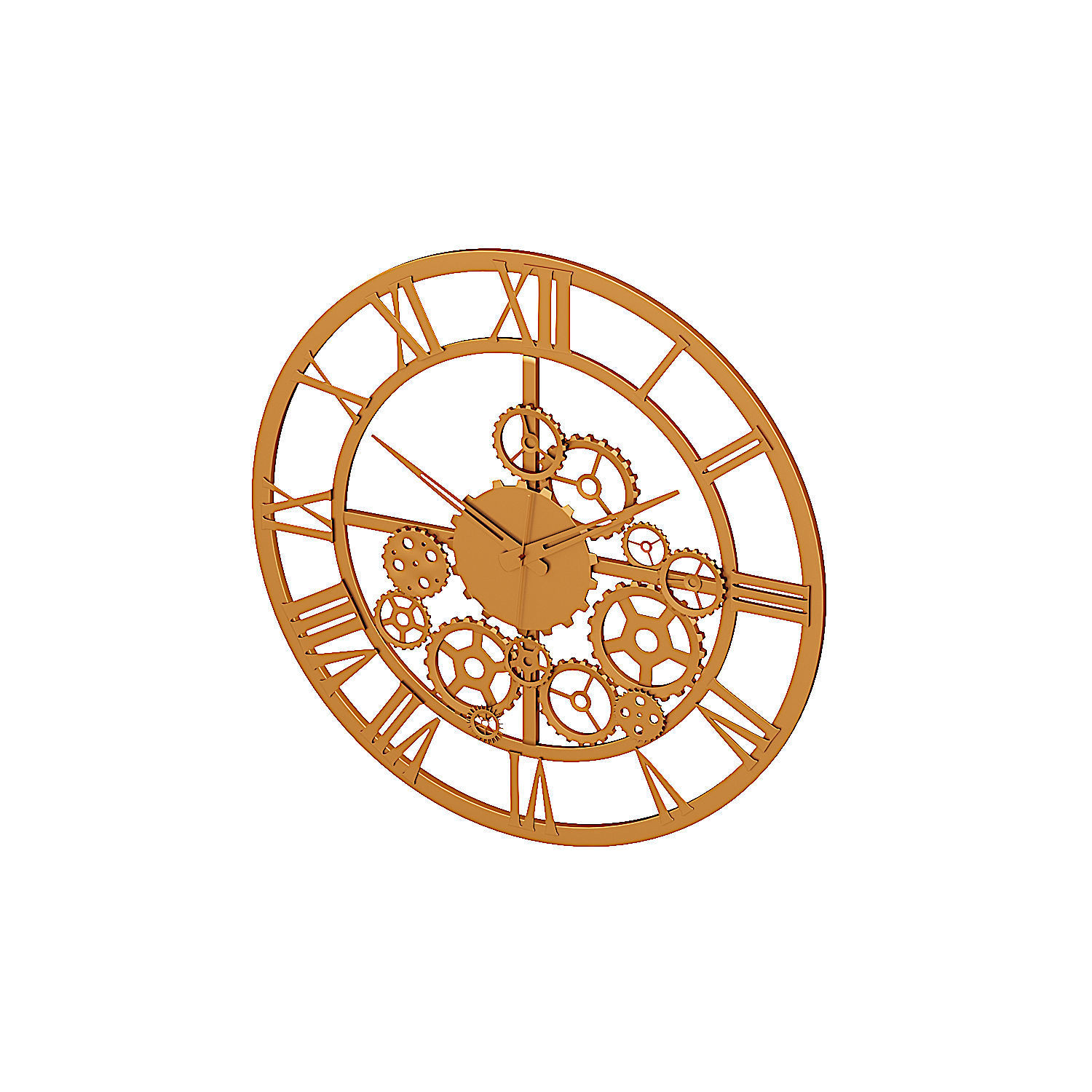 Rondo gold clock with gears 3D model | CGTrader