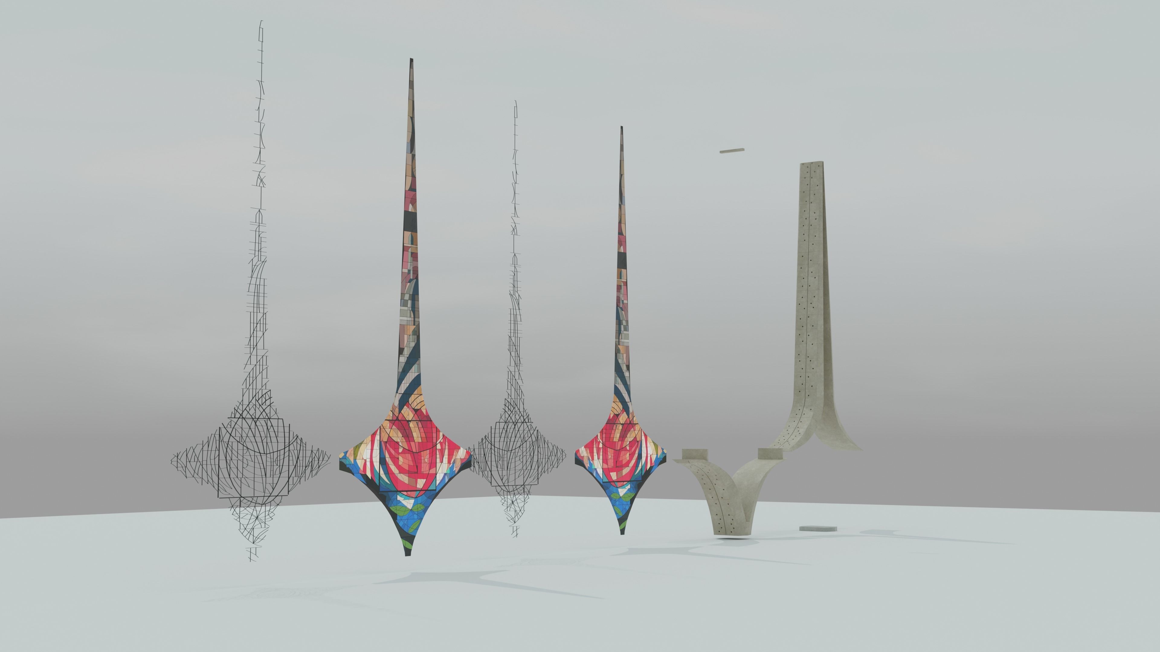 Damascene Sword Monument Damascus Syria 3D model | CGTrader