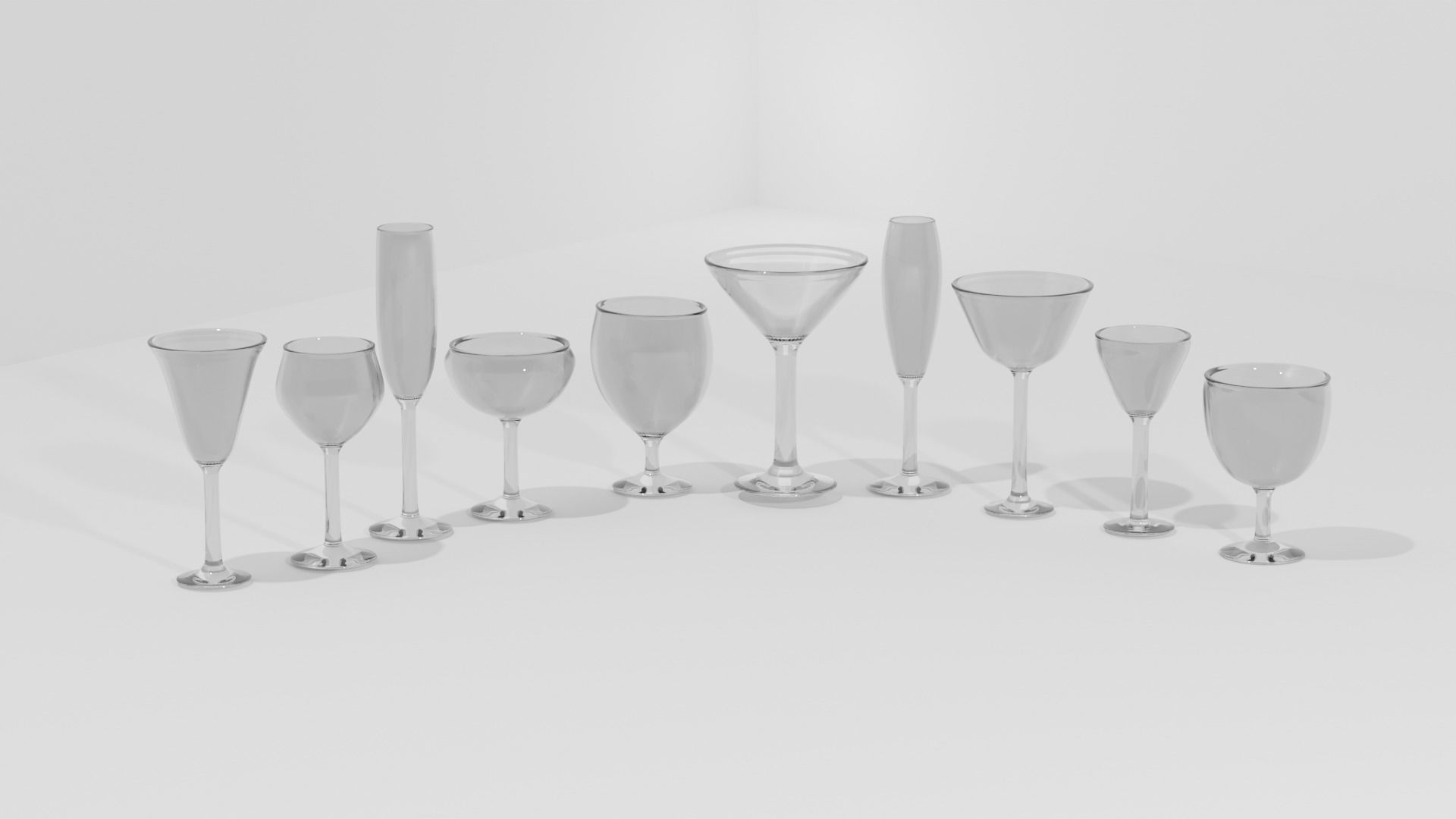 Stemmed Glassware 3D Models - Set Of Ten 3D model | CGTrader