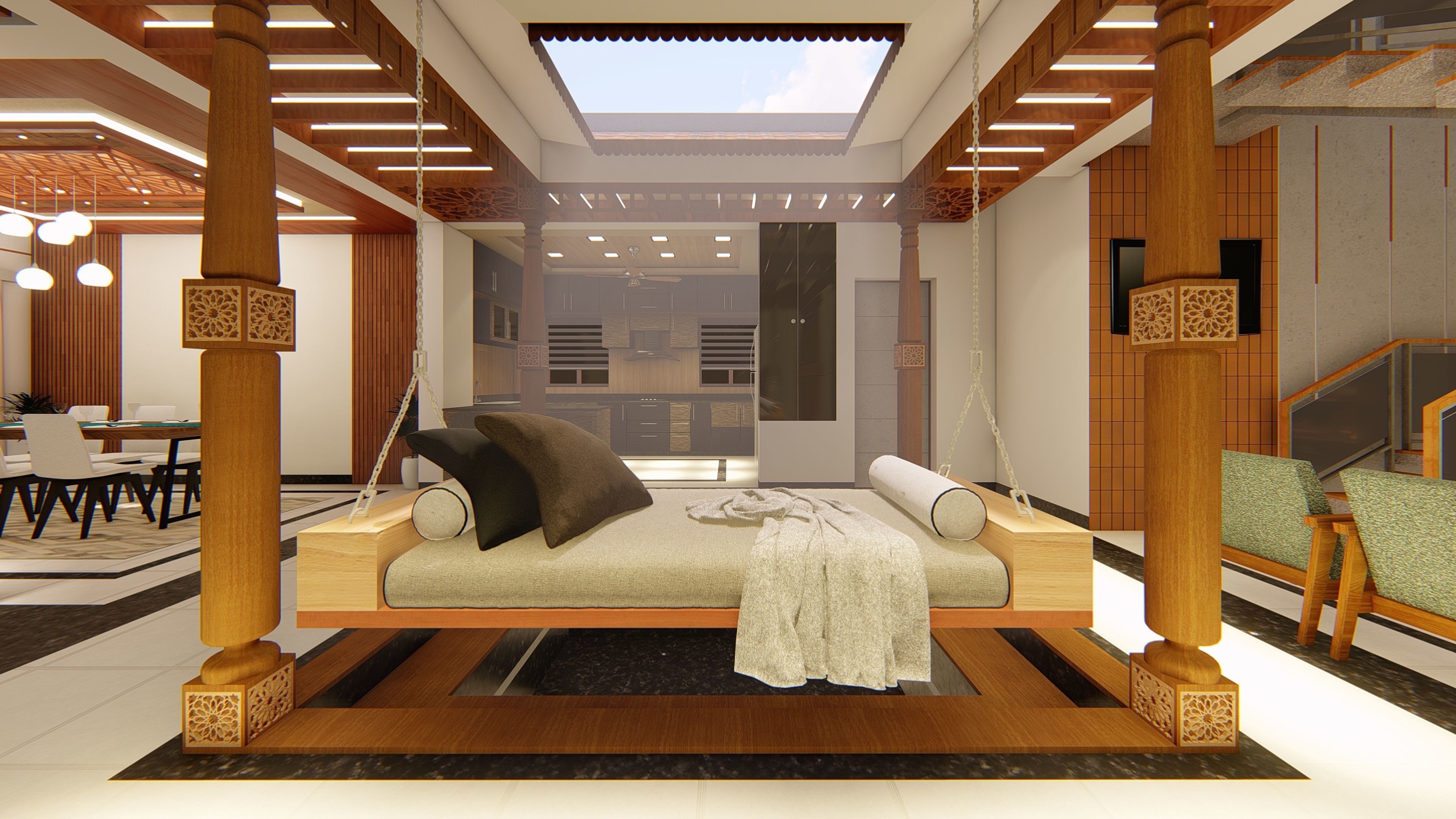 COURTYARD INTERIOR DESIGN 3D MODEL SKETCHUP 3D model | CGTrader