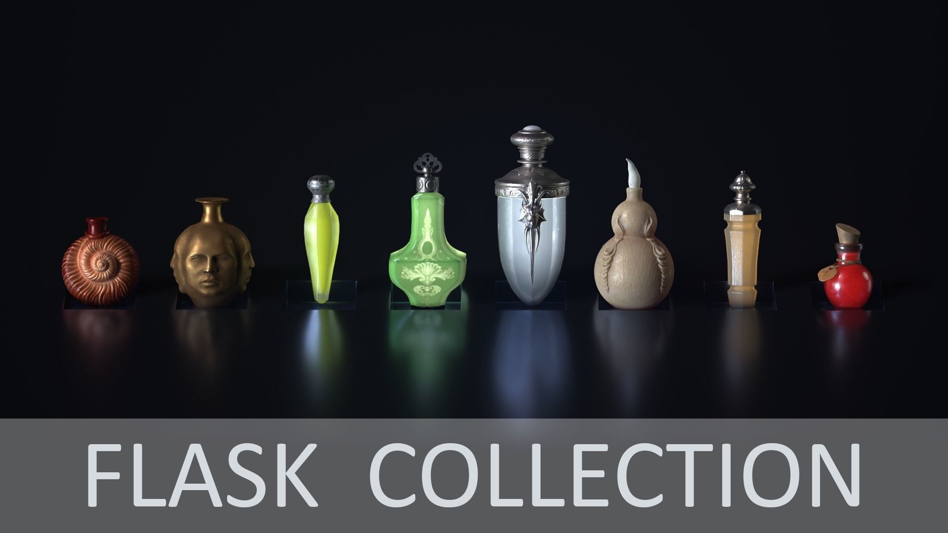 3D model 10 Flasks VR / AR / low-poly | CGTrader