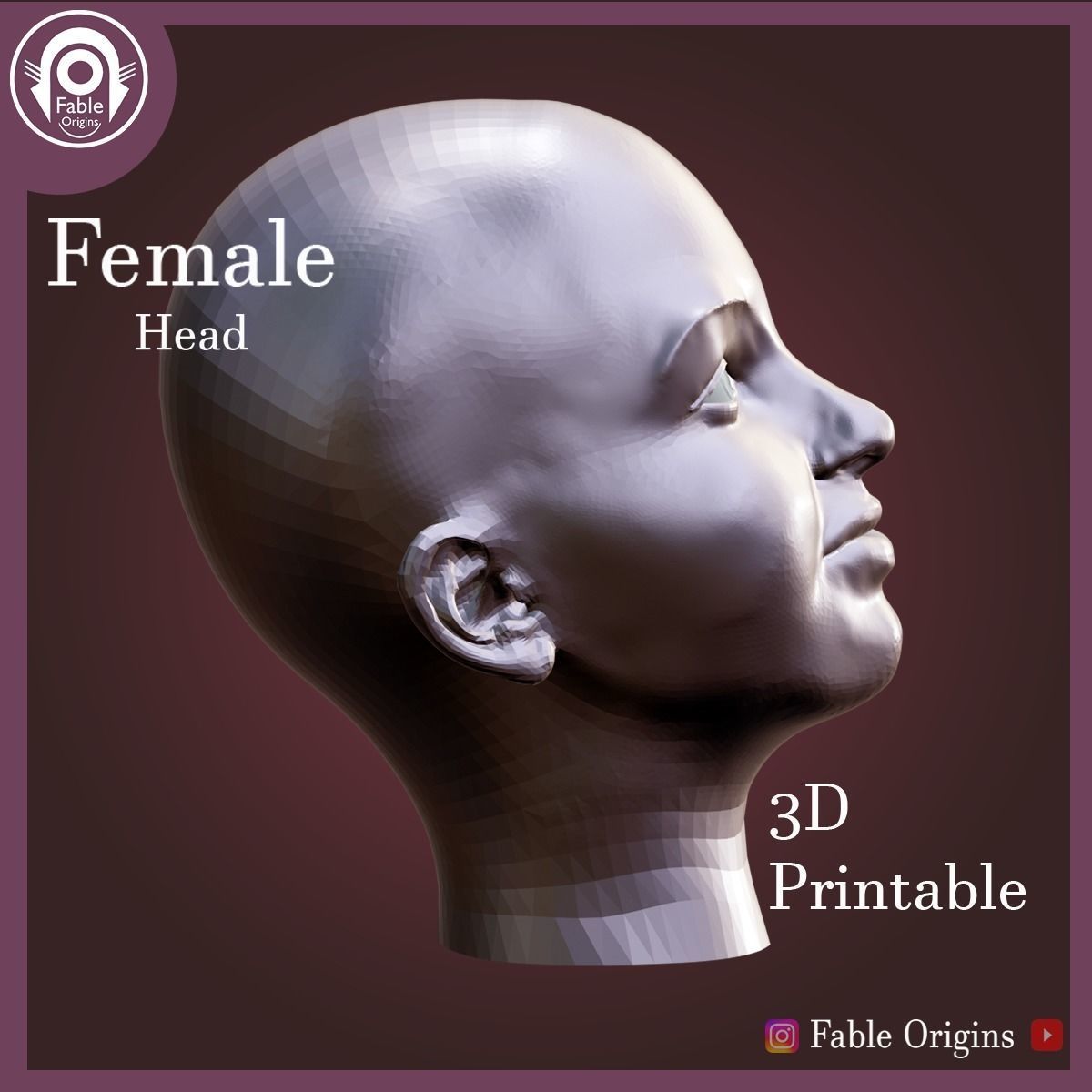 Female Head 3D model 3D printable | CGTrader