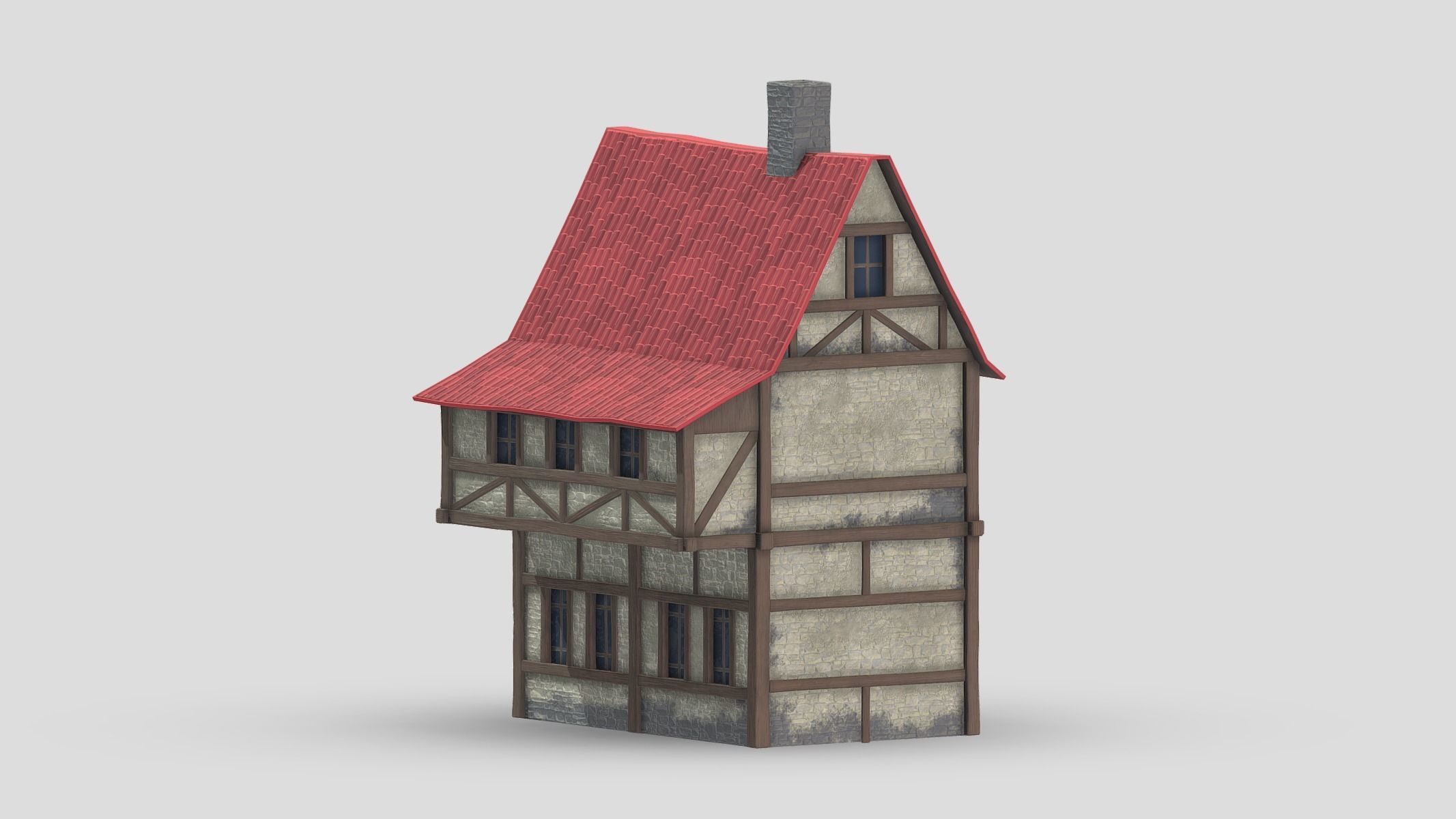 3D model Medieval Building 02 Low Poly PBR Realistic VR / AR / low-poly ...