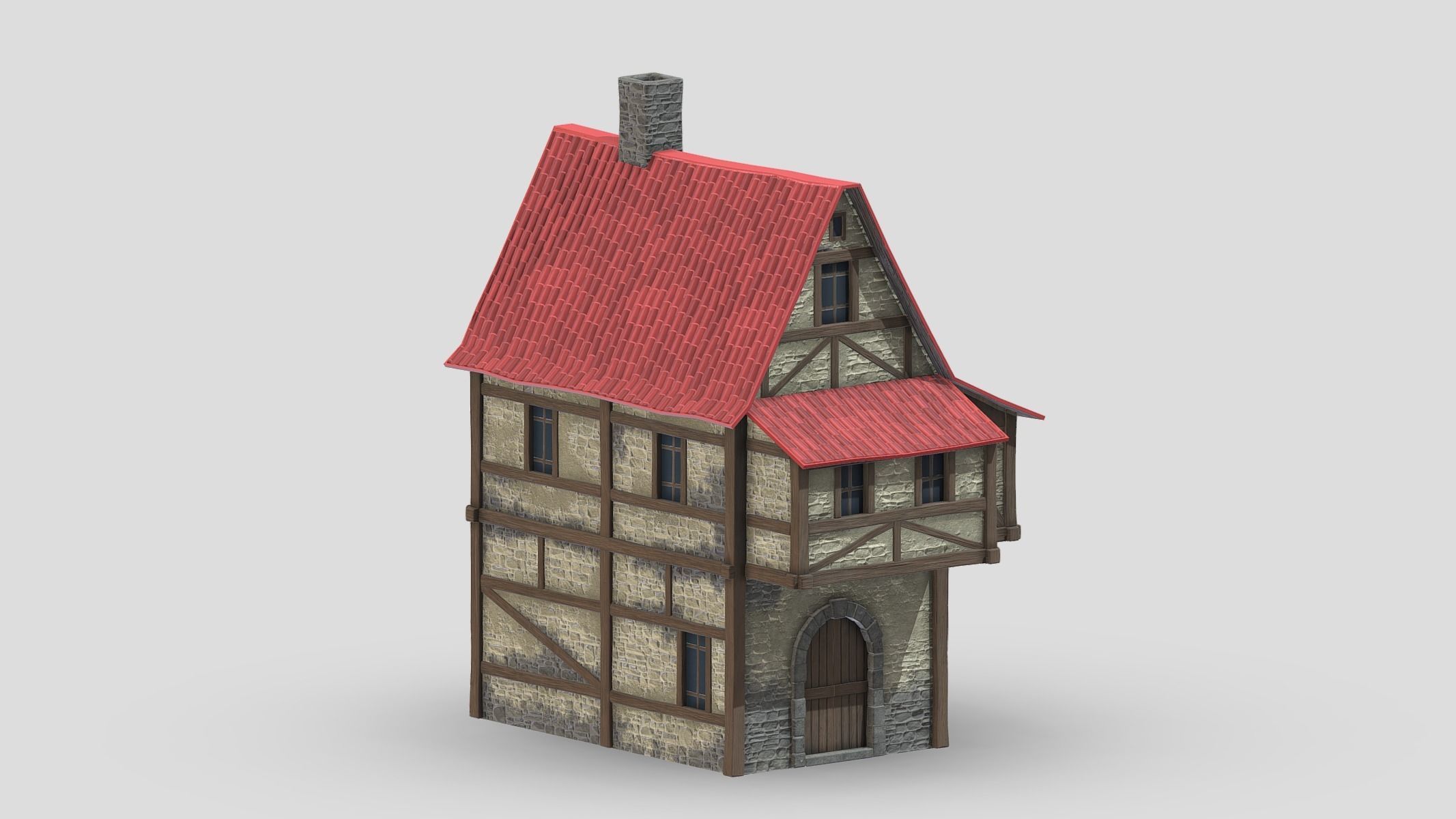 3D model Medieval Building 02 Low Poly PBR Realistic VR / AR / low-poly ...