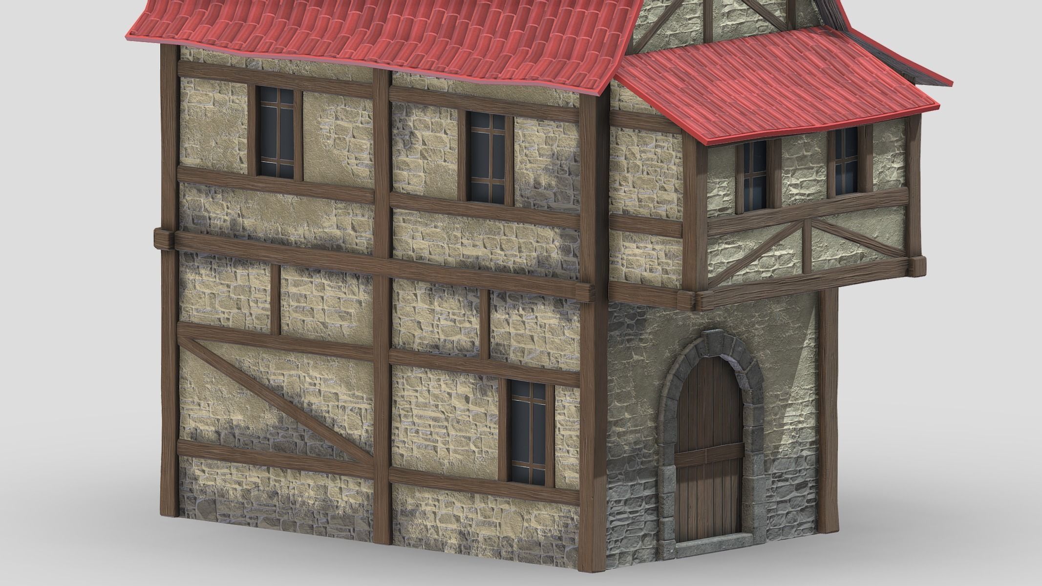 3D model Medieval Building 02 Low Poly PBR Realistic VR / AR / low-poly ...