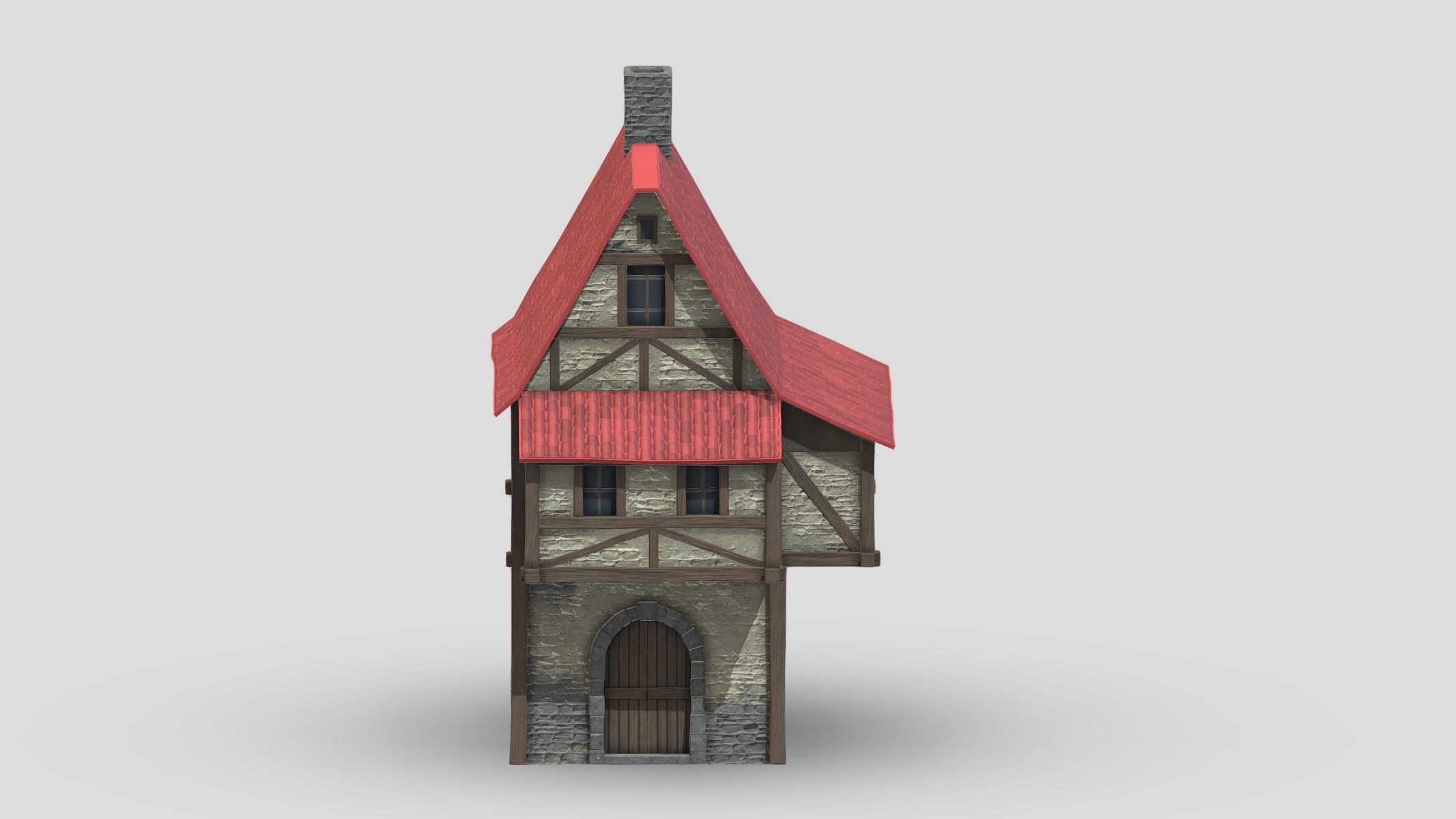 3D model Medieval Building 02 Low Poly PBR Realistic VR / AR / low-poly ...
