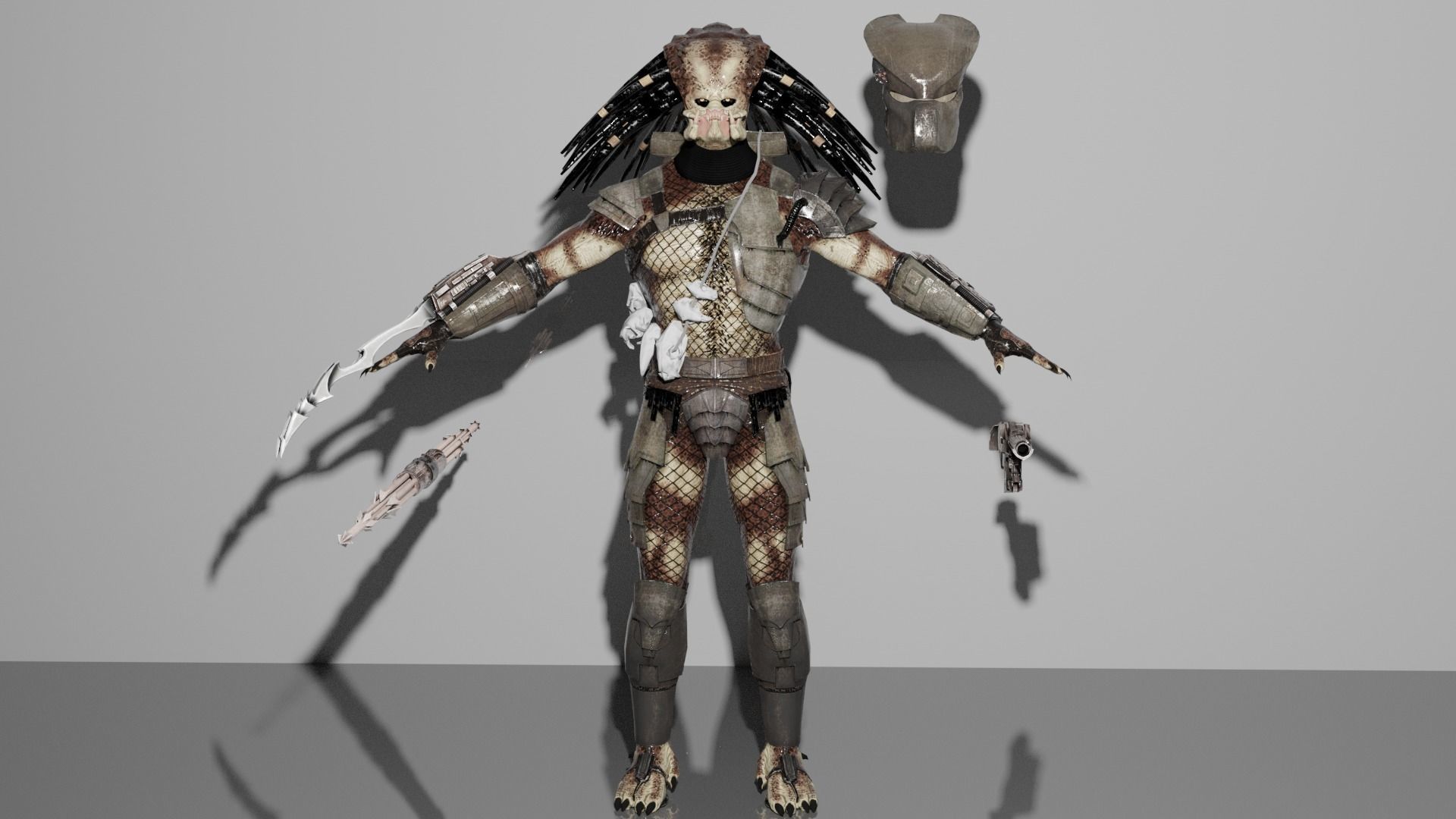Predator character with claws 3D model rigged | CGTrader