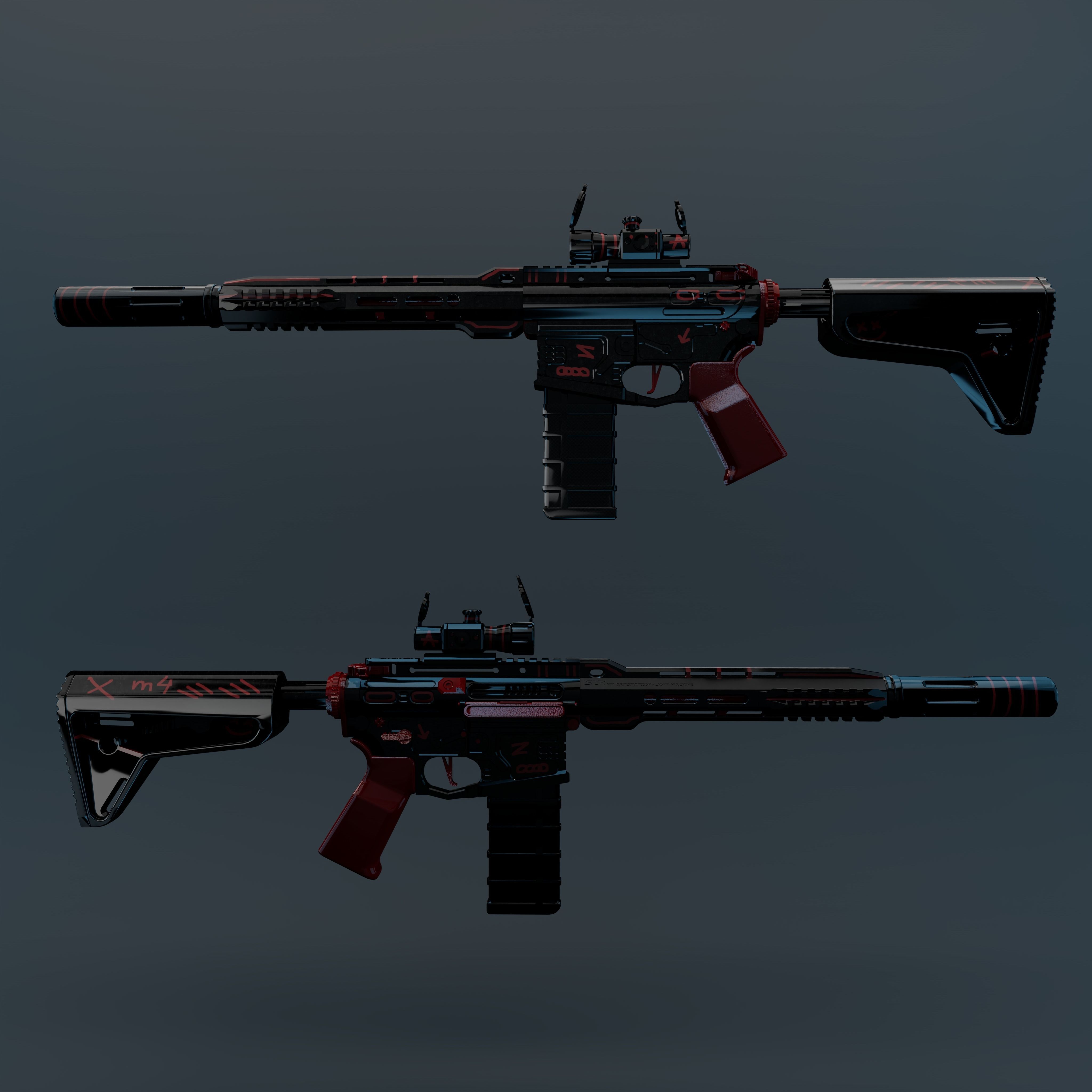 3D model Custom M4 technical VR / AR / low-poly | CGTrader