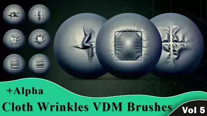 Cloth Wrinkles VDM Brushes and Alpha Vol 5 3D model | CGTrader