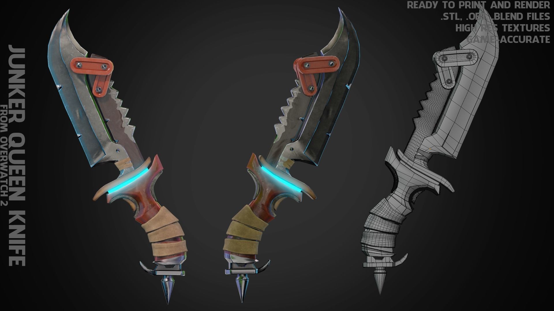 Overwatch 2 Junker Queen Knife for Cosplay 3D model 3D printable | CGTrader