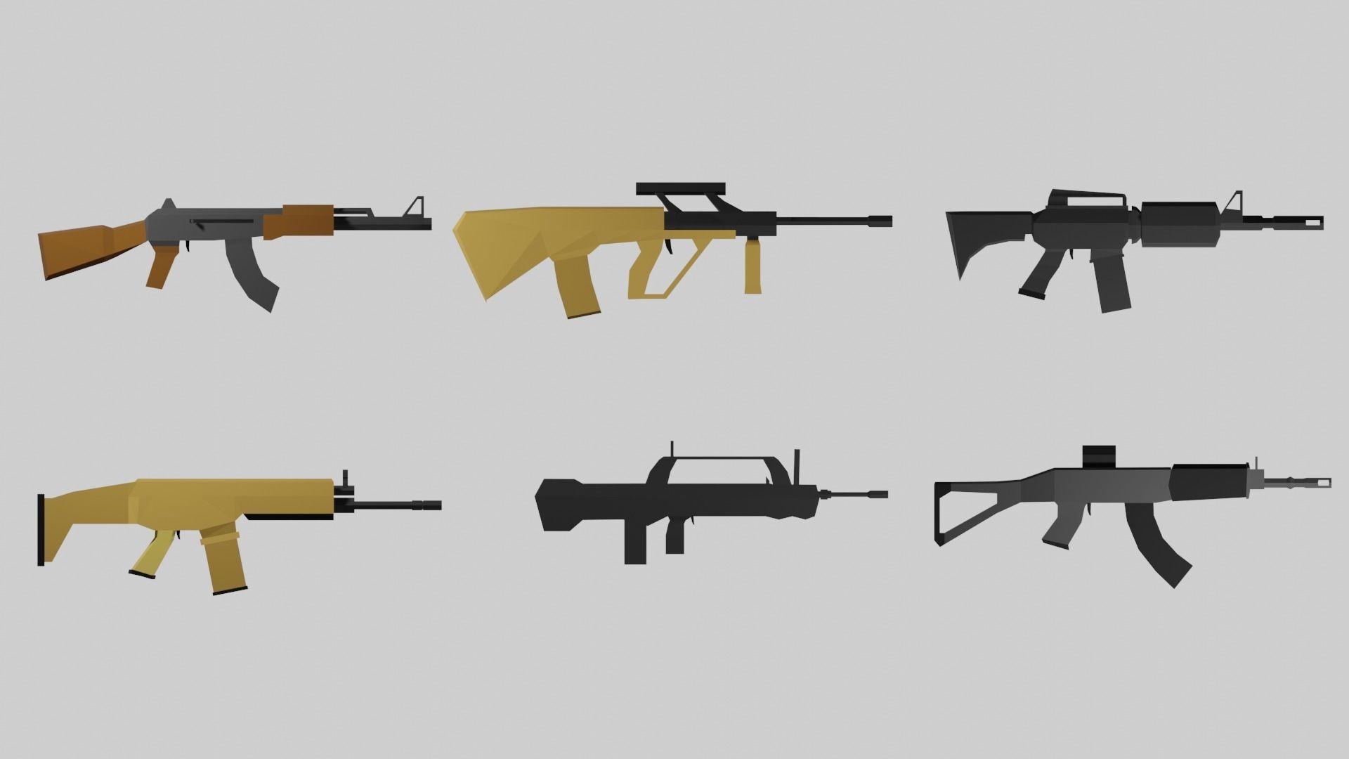 3D model Low-poly Automatic rifles pack VR / AR / low-poly | CGTrader