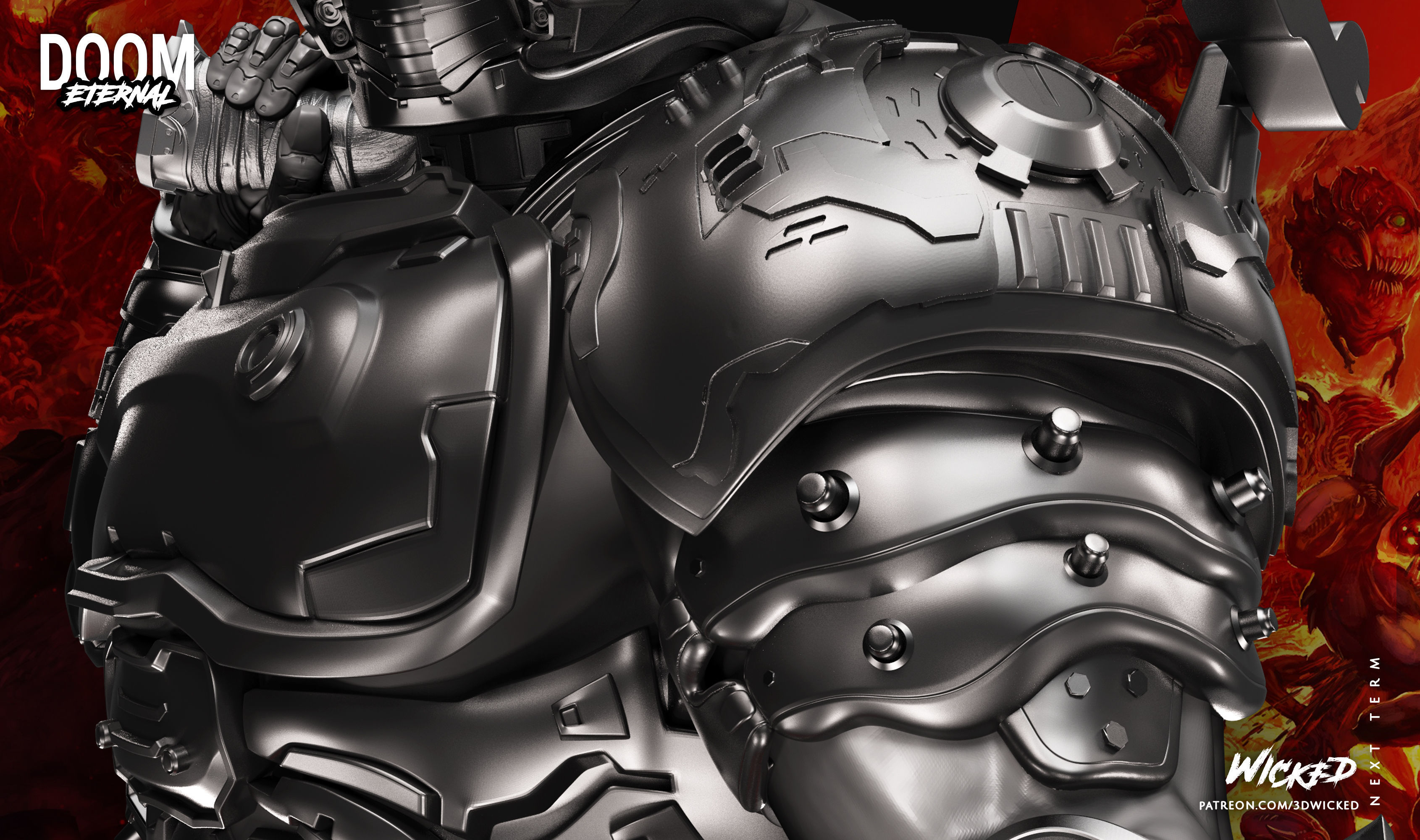 Wicked Video Game Doom Slayer Bust ready for 3d printing 3D model 3D printable | CGTrader