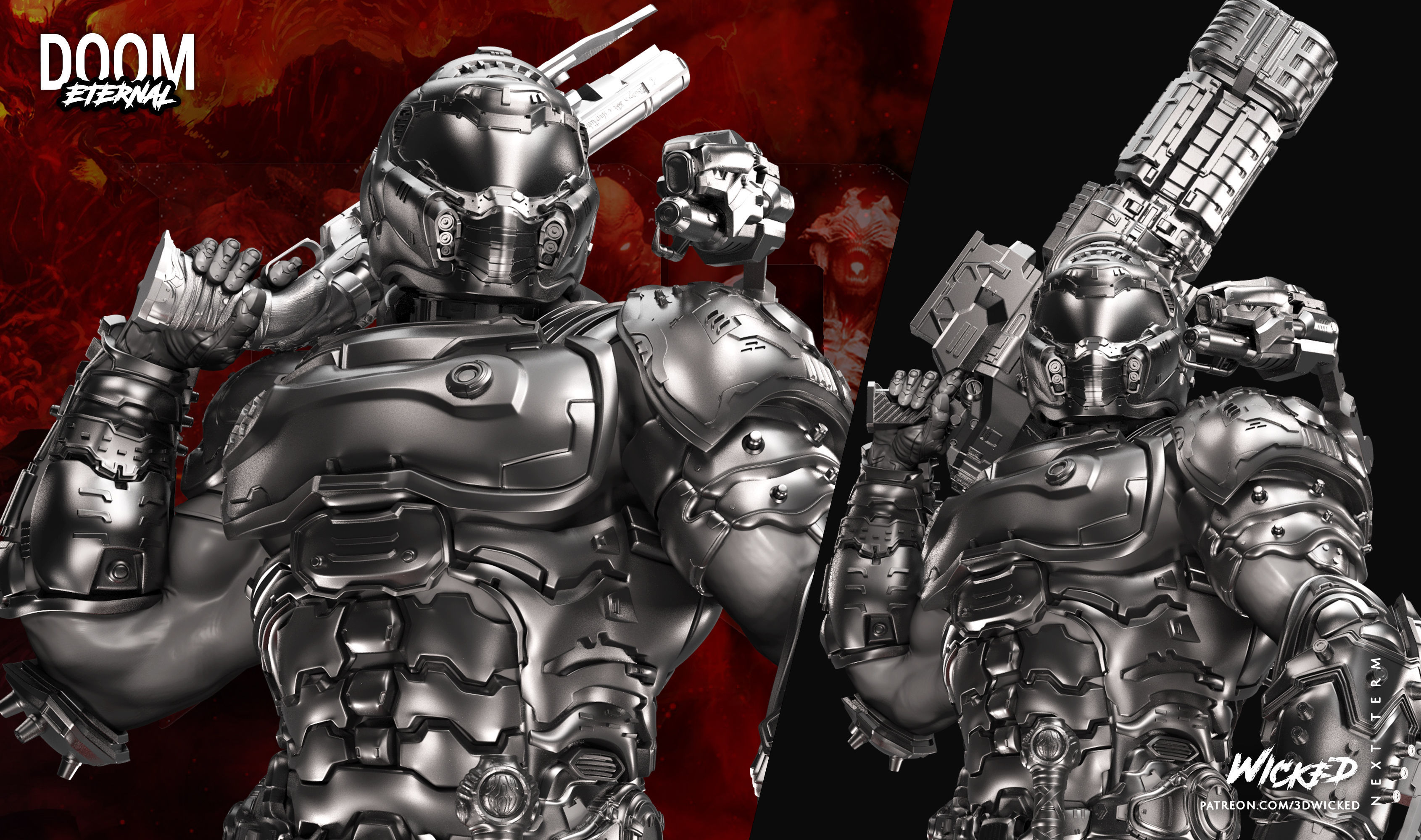 Wicked Video Game Doom Slayer Bust ready for 3d printing 3D model 3D printable | CGTrader