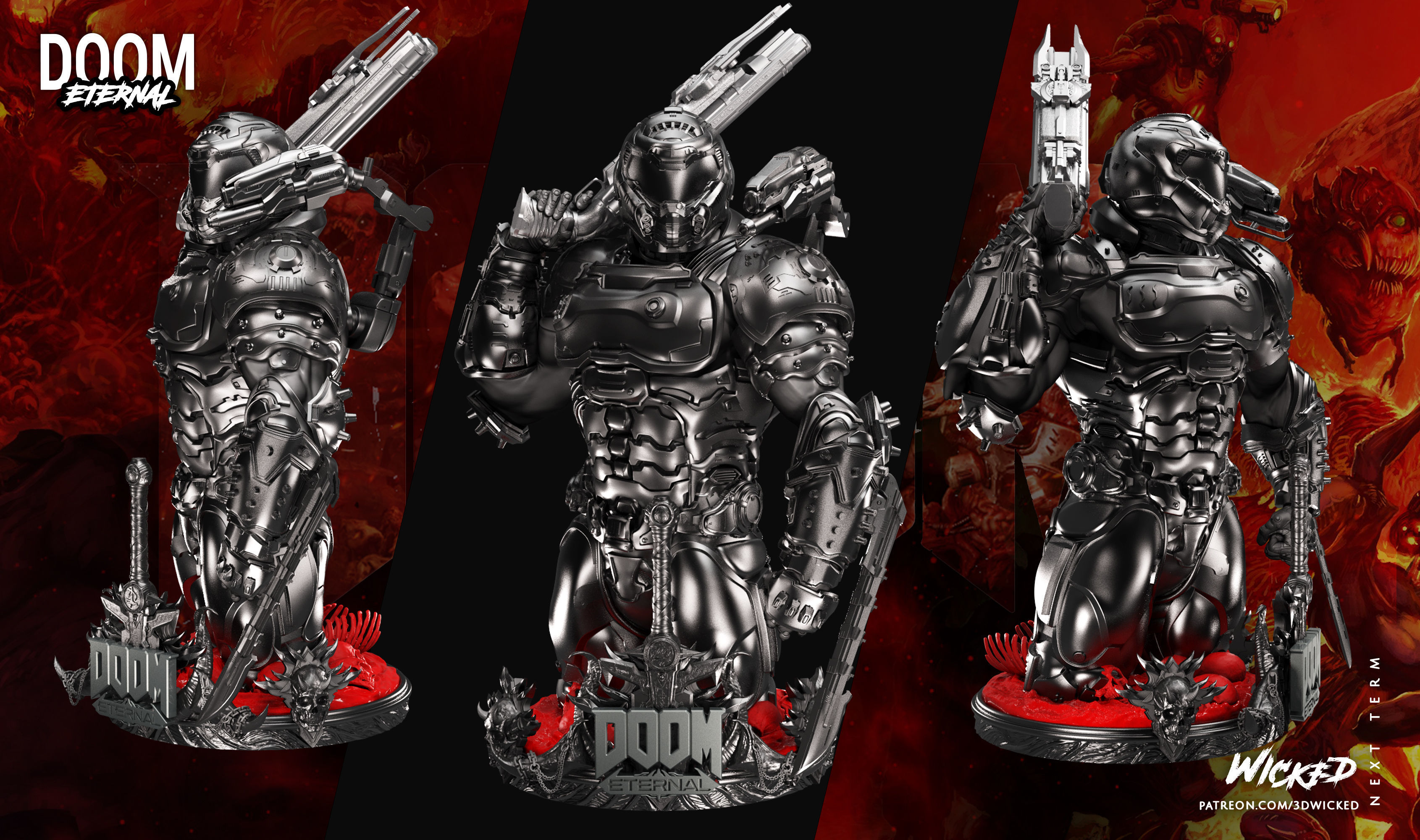 Wicked Video Game Doom Slayer Bust ready for 3d printing 3D model 3D printable | CGTrader