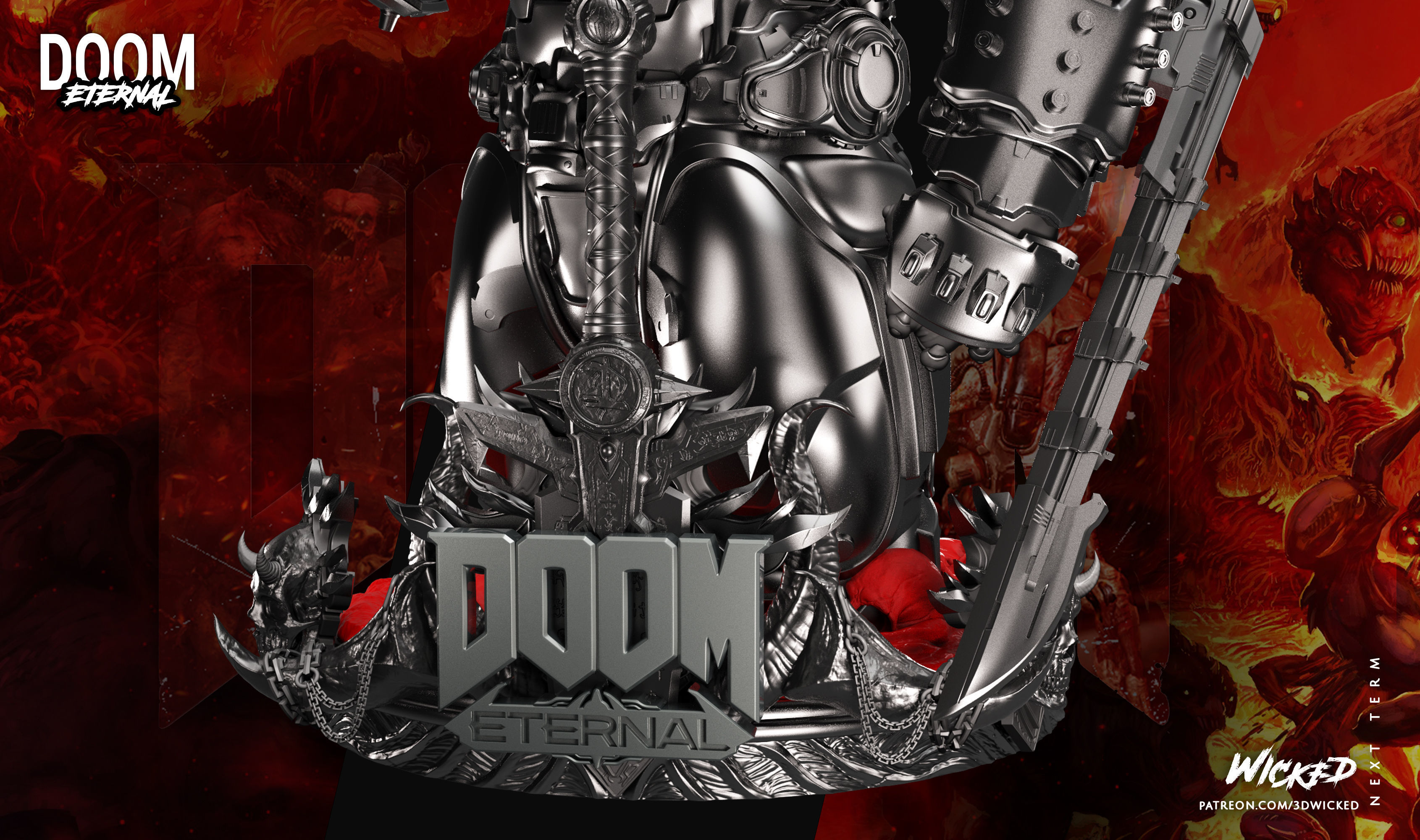 Wicked Video Game Doom Slayer Bust ready for 3d printing 3D model 3D printable | CGTrader