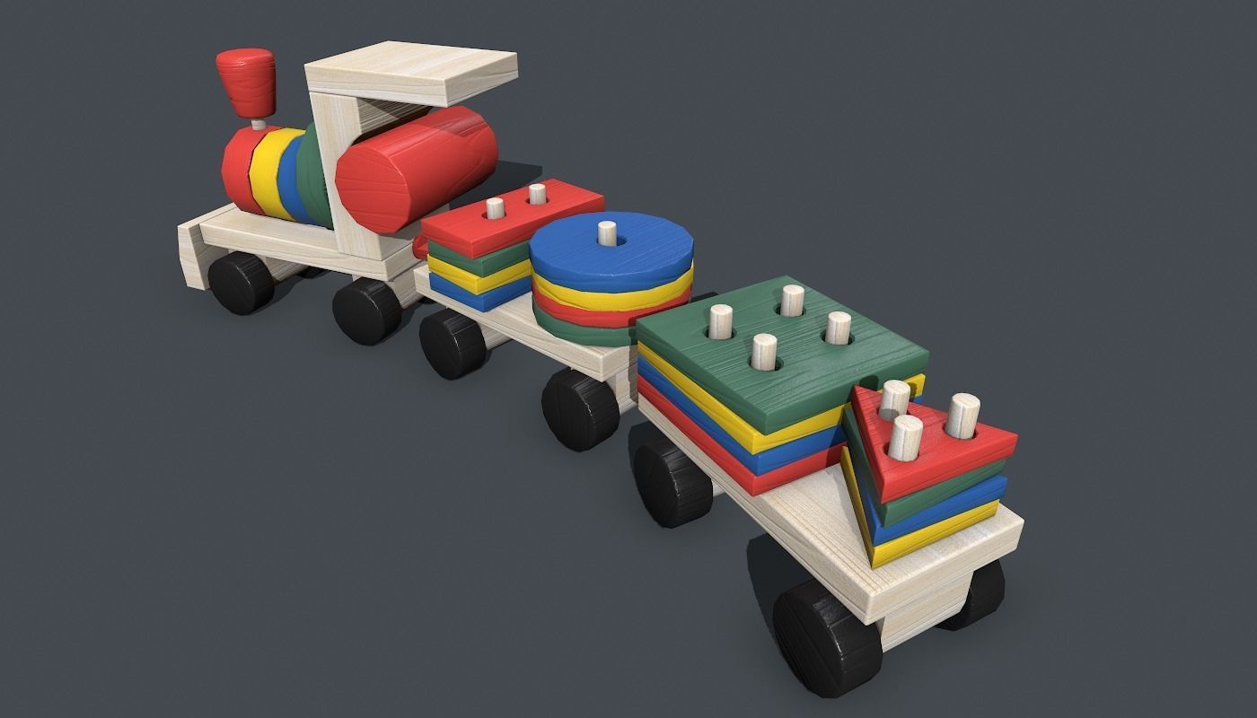 3D model Modular Wooden Toy Train VR / AR / low-poly | CGTrader