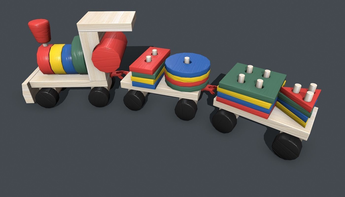 3D model Modular Wooden Toy Train VR / AR / low-poly | CGTrader
