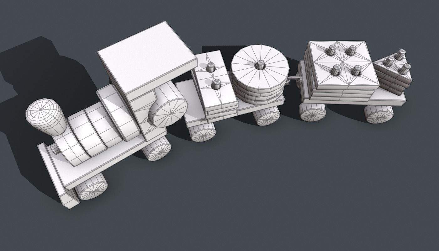3D model Modular Wooden Toy Train VR / AR / low-poly | CGTrader