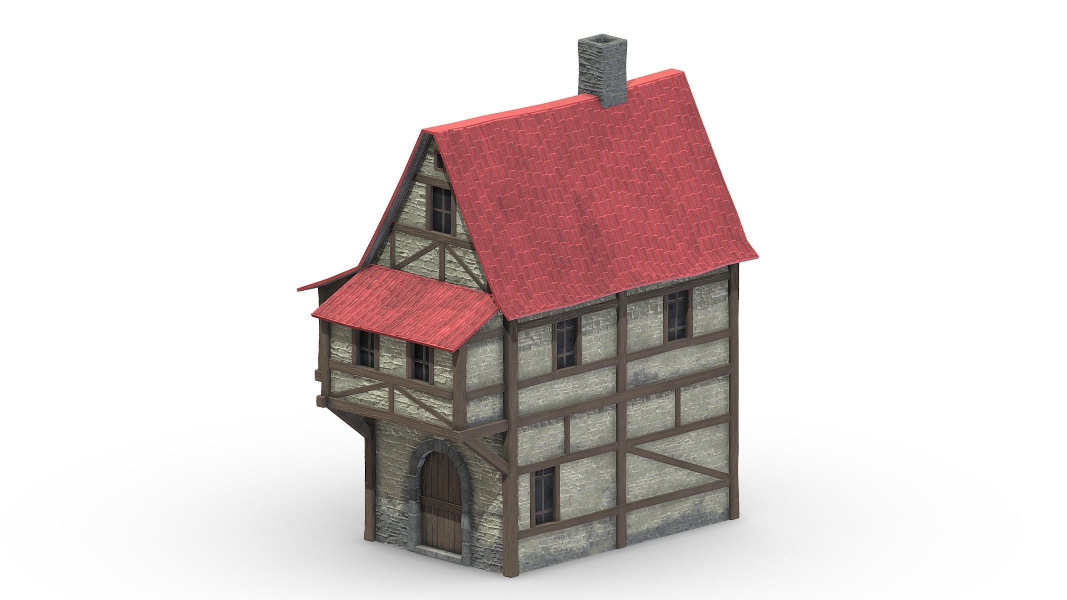 3D model Medieval Building 05 Low Poly PBR Realistic VR / AR / low-poly ...