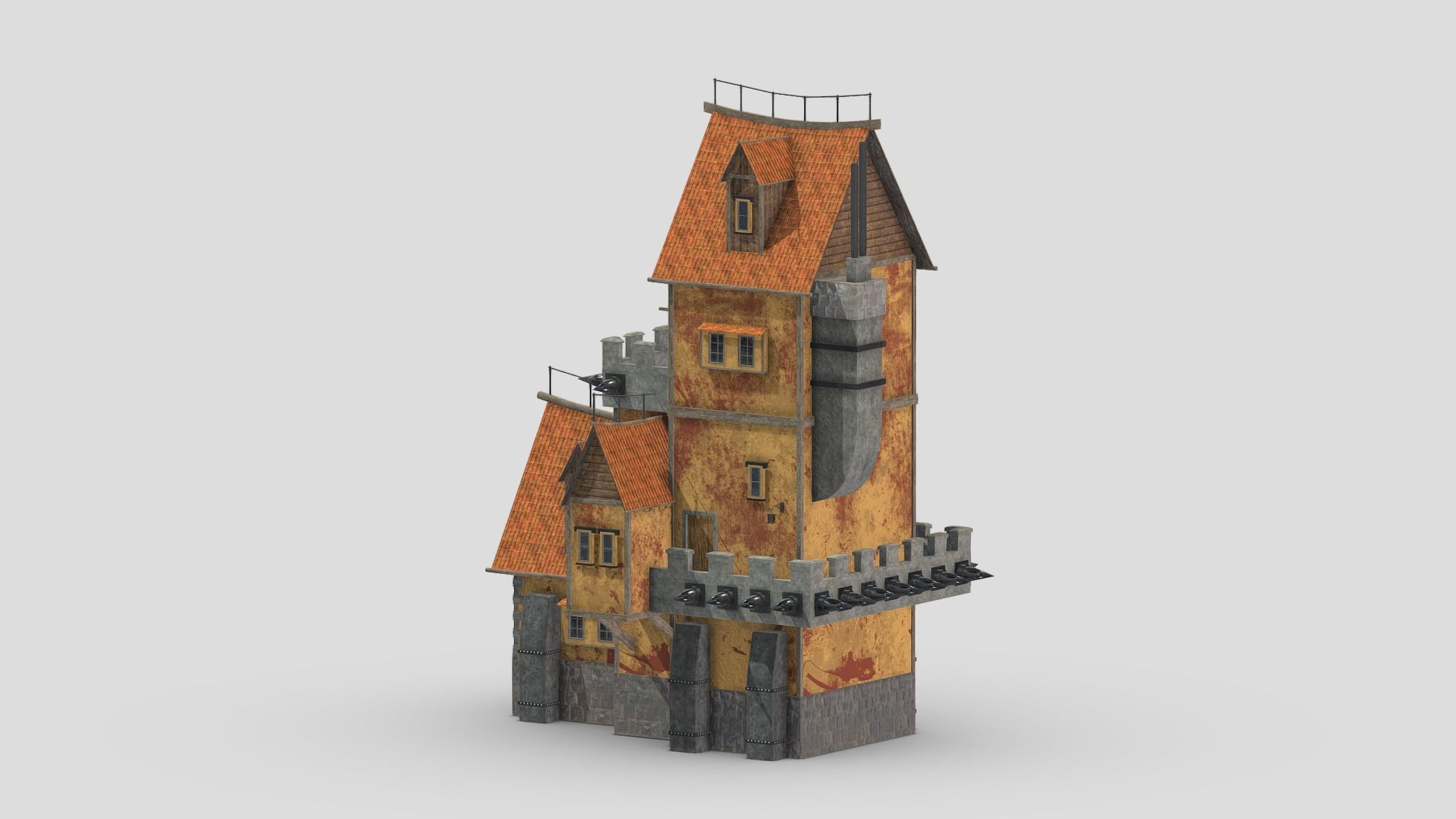 3D model Medieval Building 06 Low Poly PBR Realistic VR / AR / low-poly ...