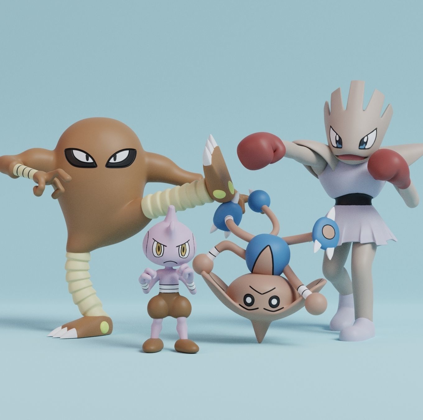 Pokemon - Tyrogue Hitmontop Hitmonlee and Hitmontop 3D model 3D ...