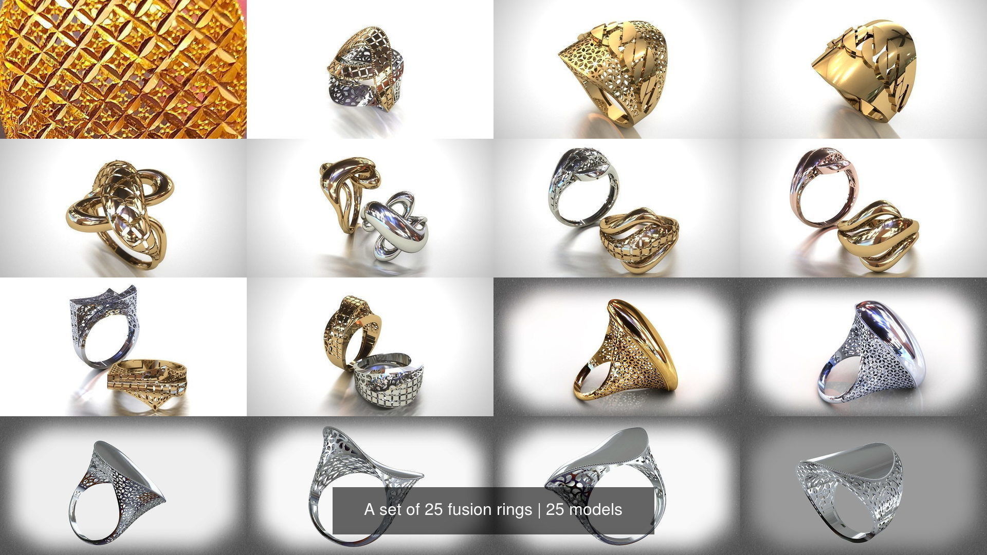 A set of 25 fusion rings 3D Model Collection | CGTrader